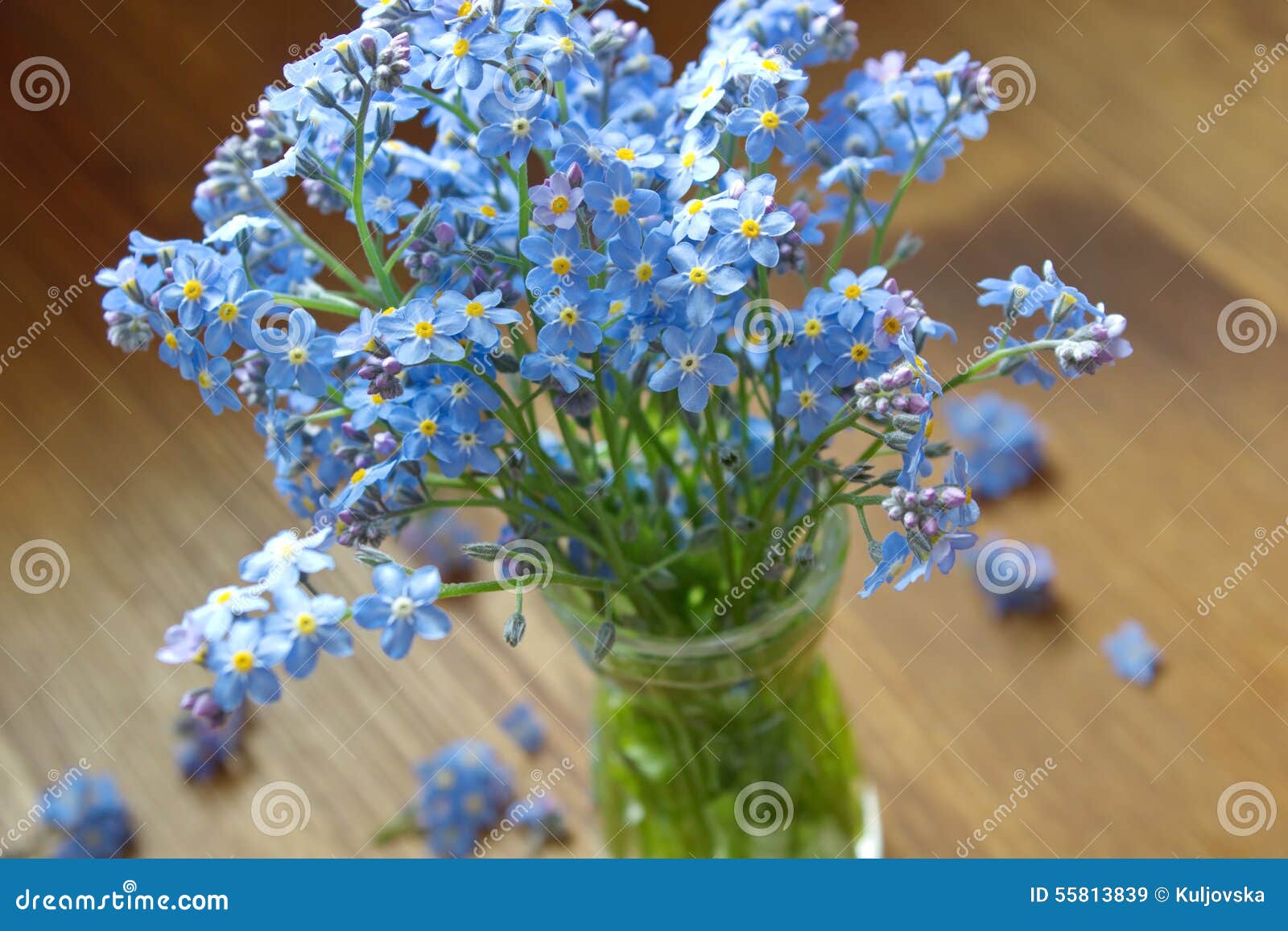 Forget Me Nots in the Green Vase Stock Image - Image of white, summer ...