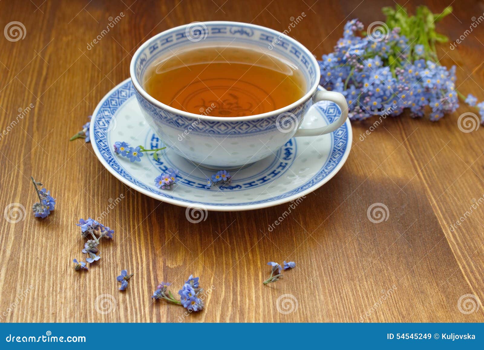 Forget Me Nots with Old China Tea Cup Stock Image - Image of garden ...
