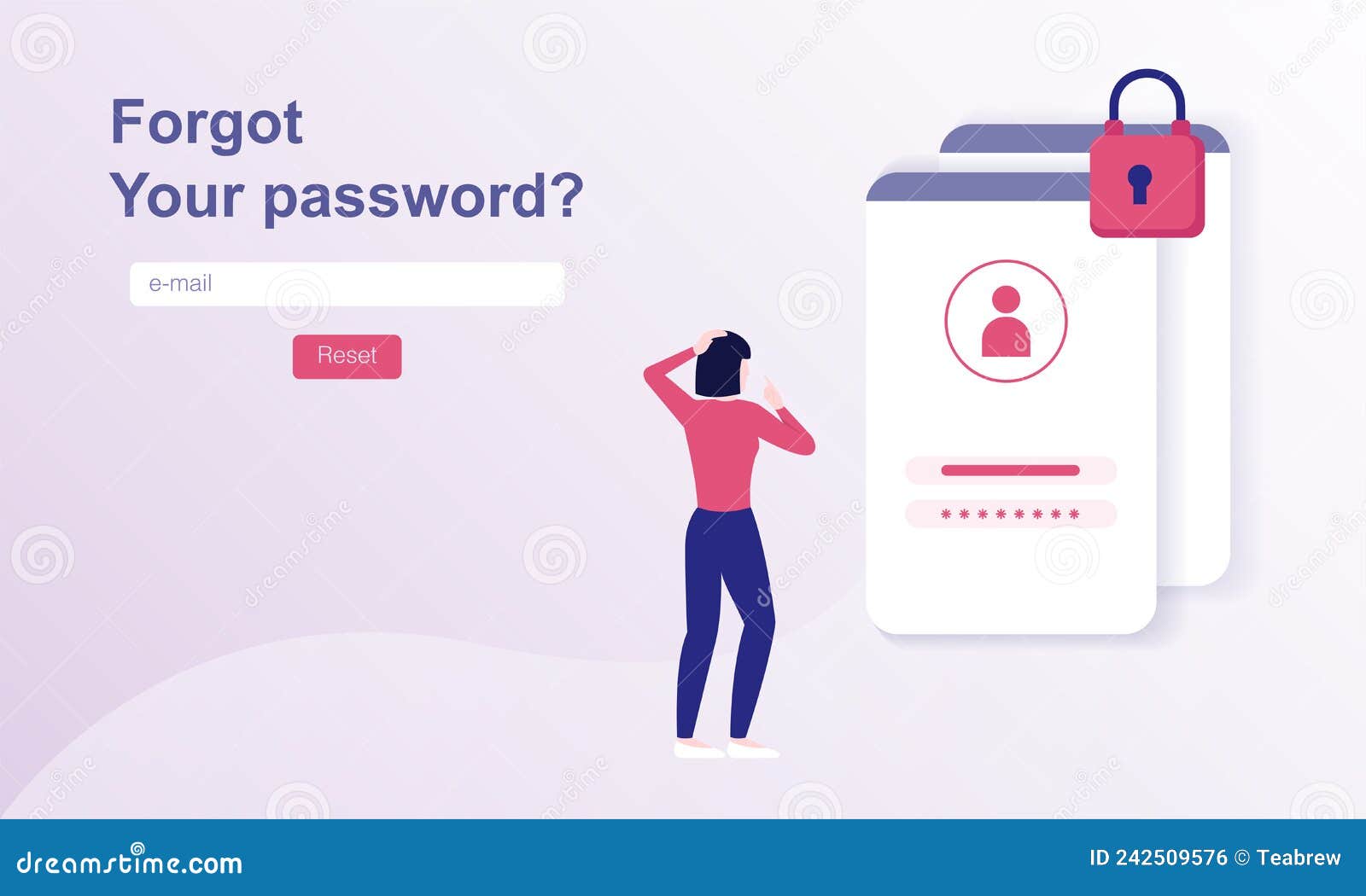 Forget Password. Vector Illustration for Web Banner. Stock Illustration ...