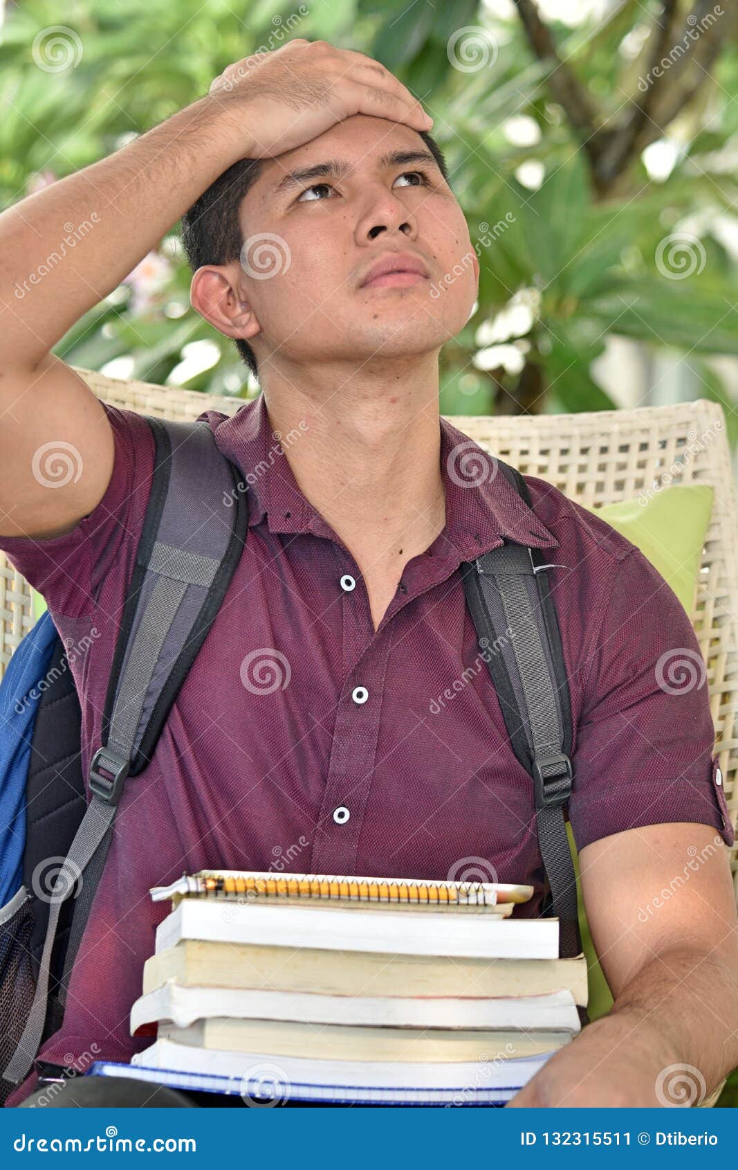 Forgetful Male Student stock image. Image of forgotten - 132315511