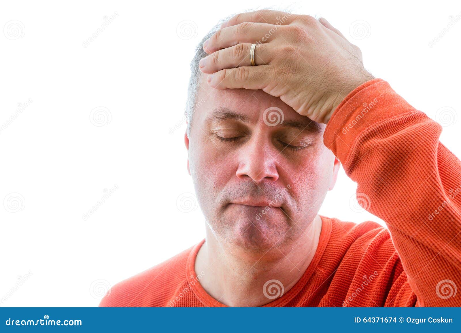 Forgetful Man Holding His Hand To His Forehead Stock Photo - Image of ...