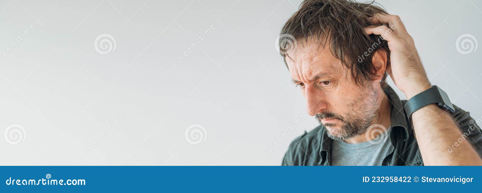 Forgetfulness Concept, Guy Scratching His Head Trying To Remember ...