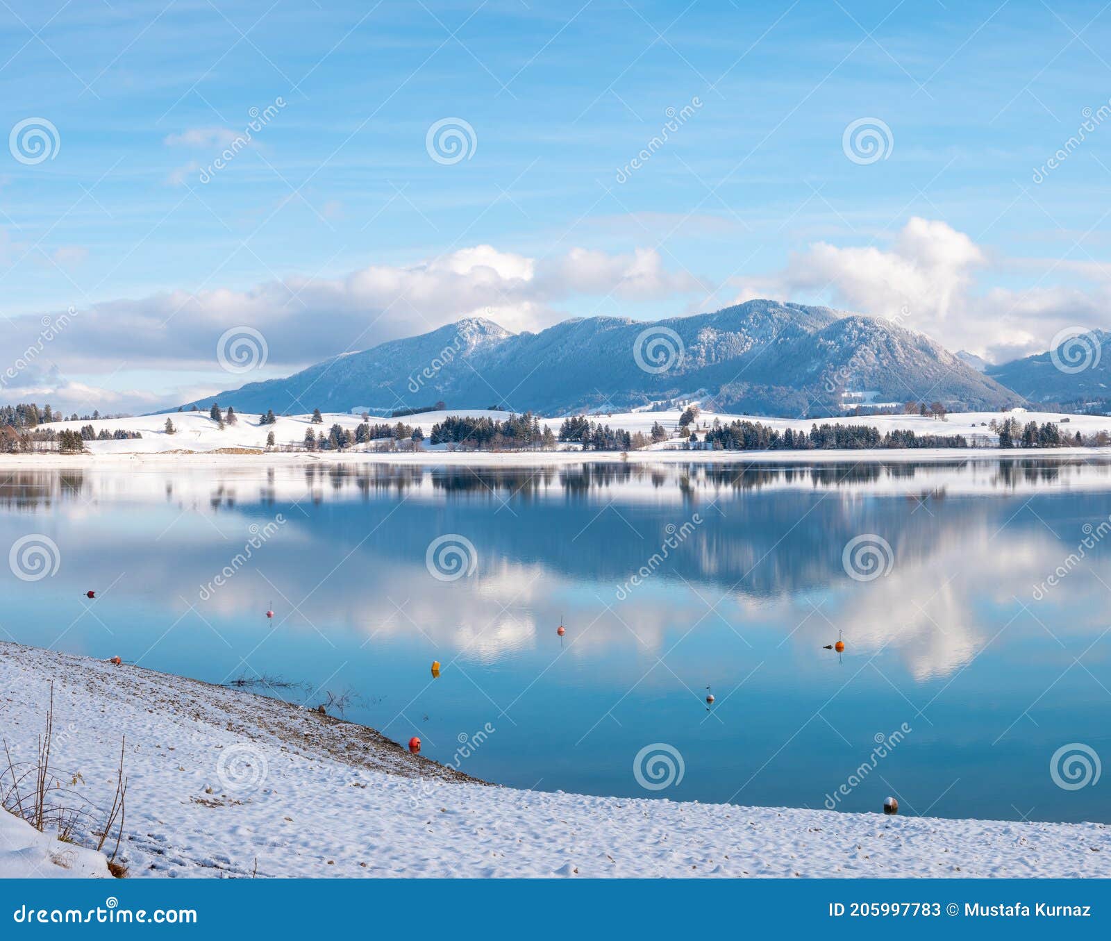 Forggensee in winter stock image. Image of germany, recreation - 205997783