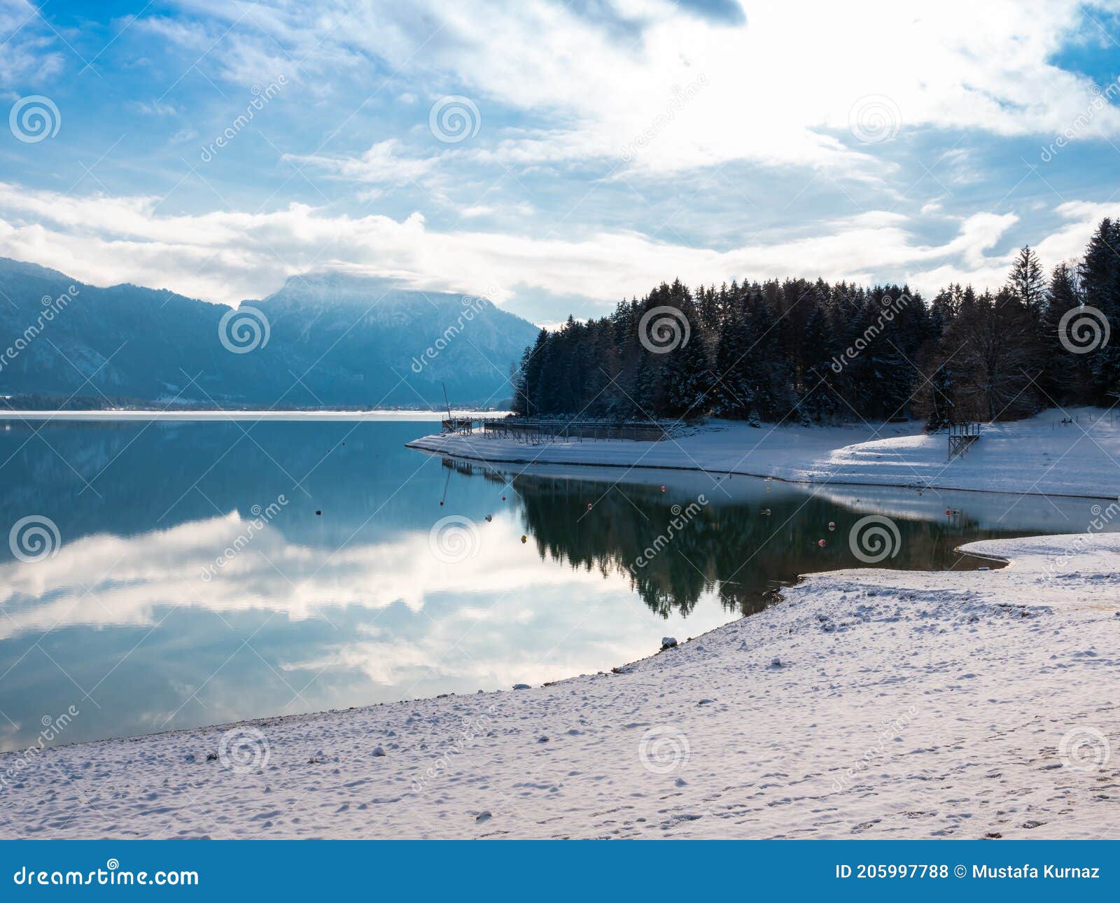 Forggensee in winter stock photo. Image of nature, ostallgäu - 205997788