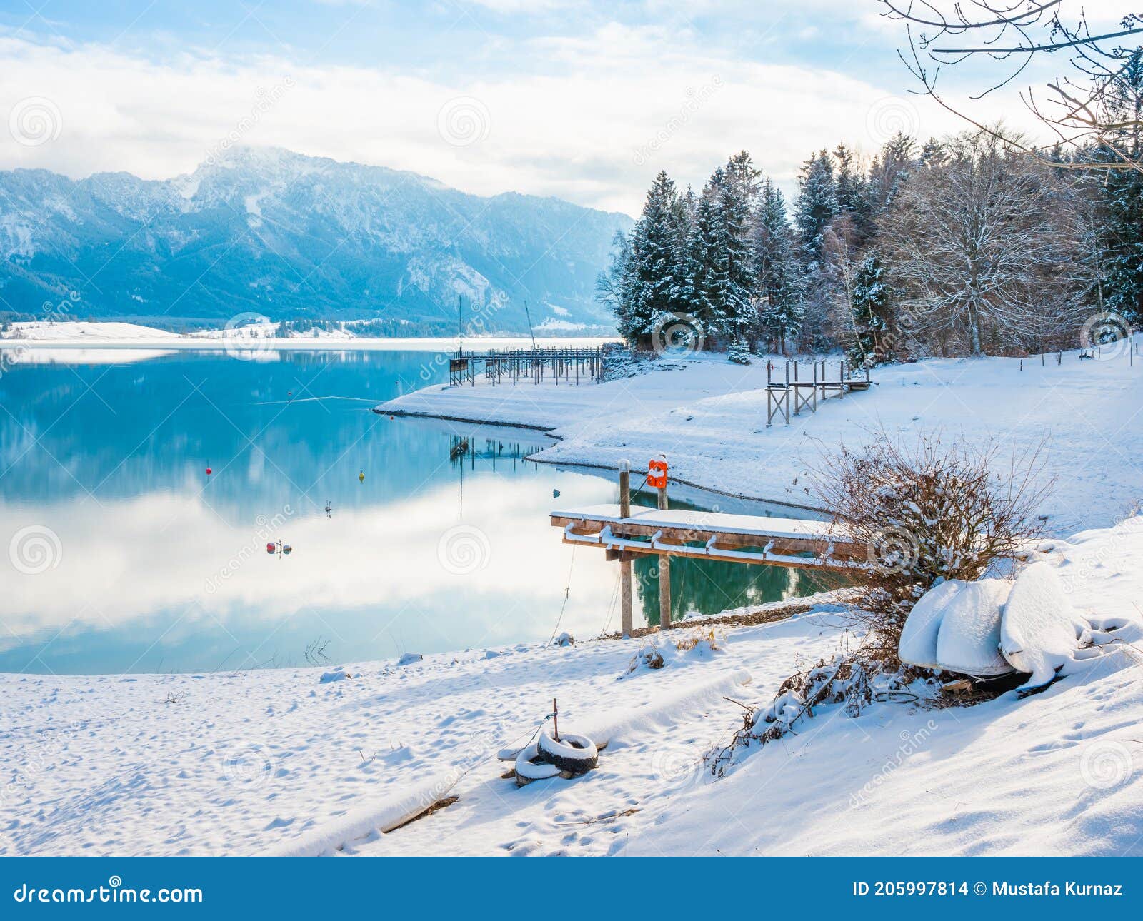 Forggensee in winter stock photo. Image of recreation - 205997814