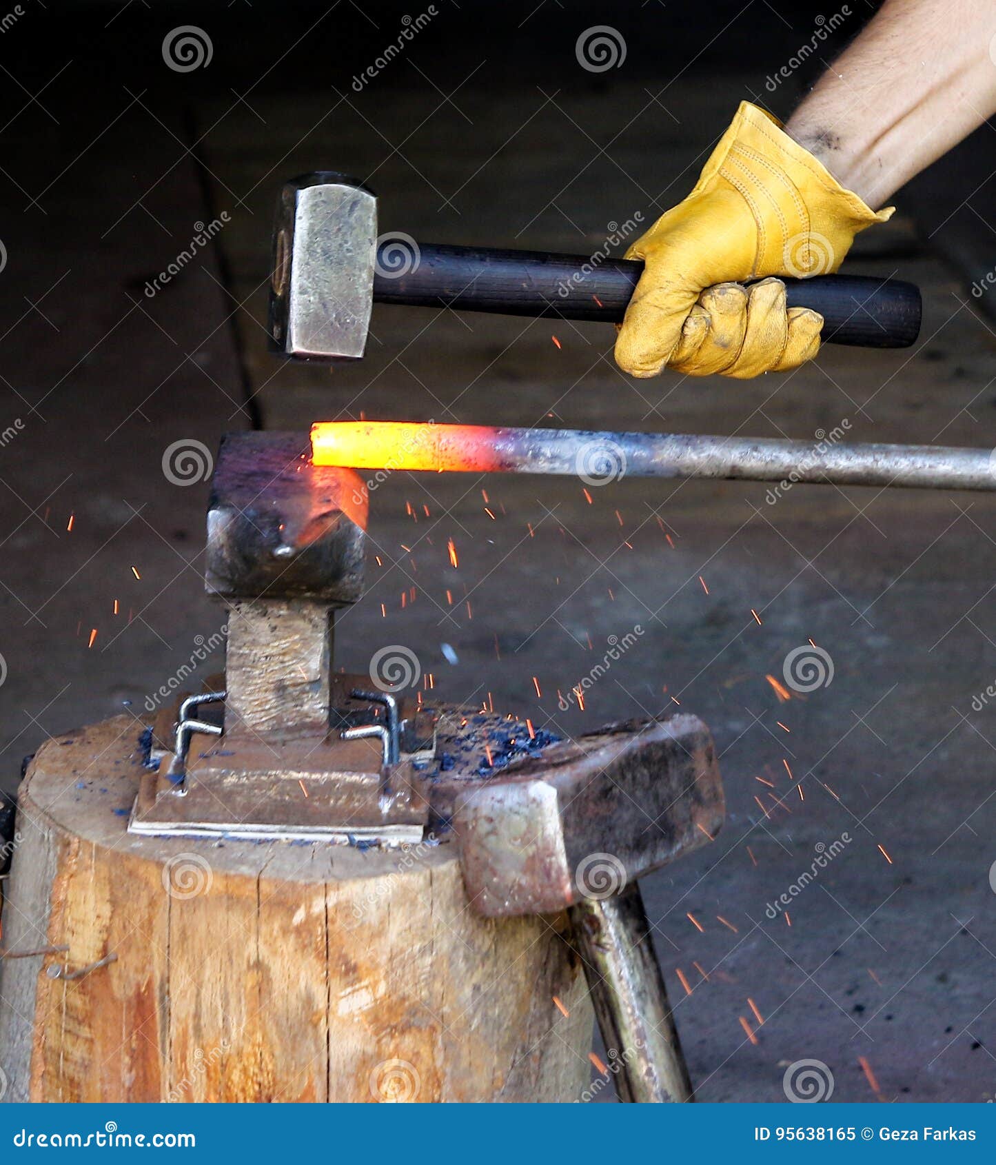 Forging with hammer stock image. Image of concept, worker - 95638165