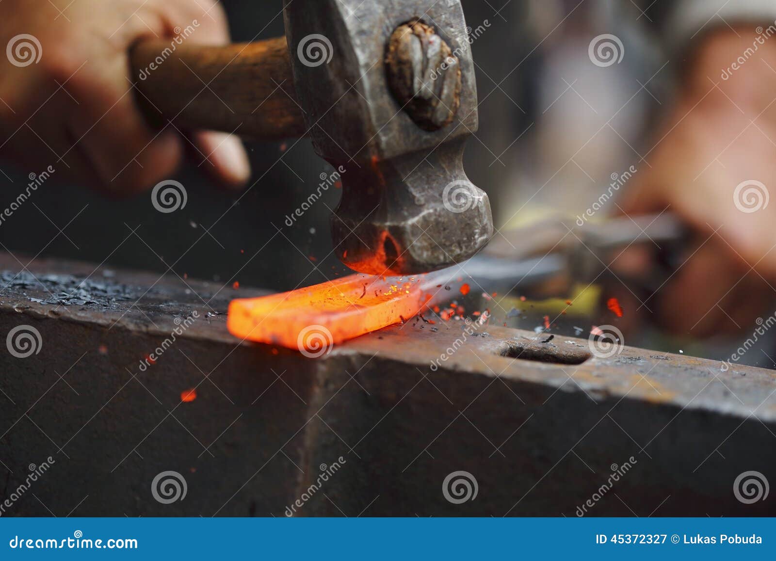 Forging hot iron stock image. Image of hardened, handwork - 45372327