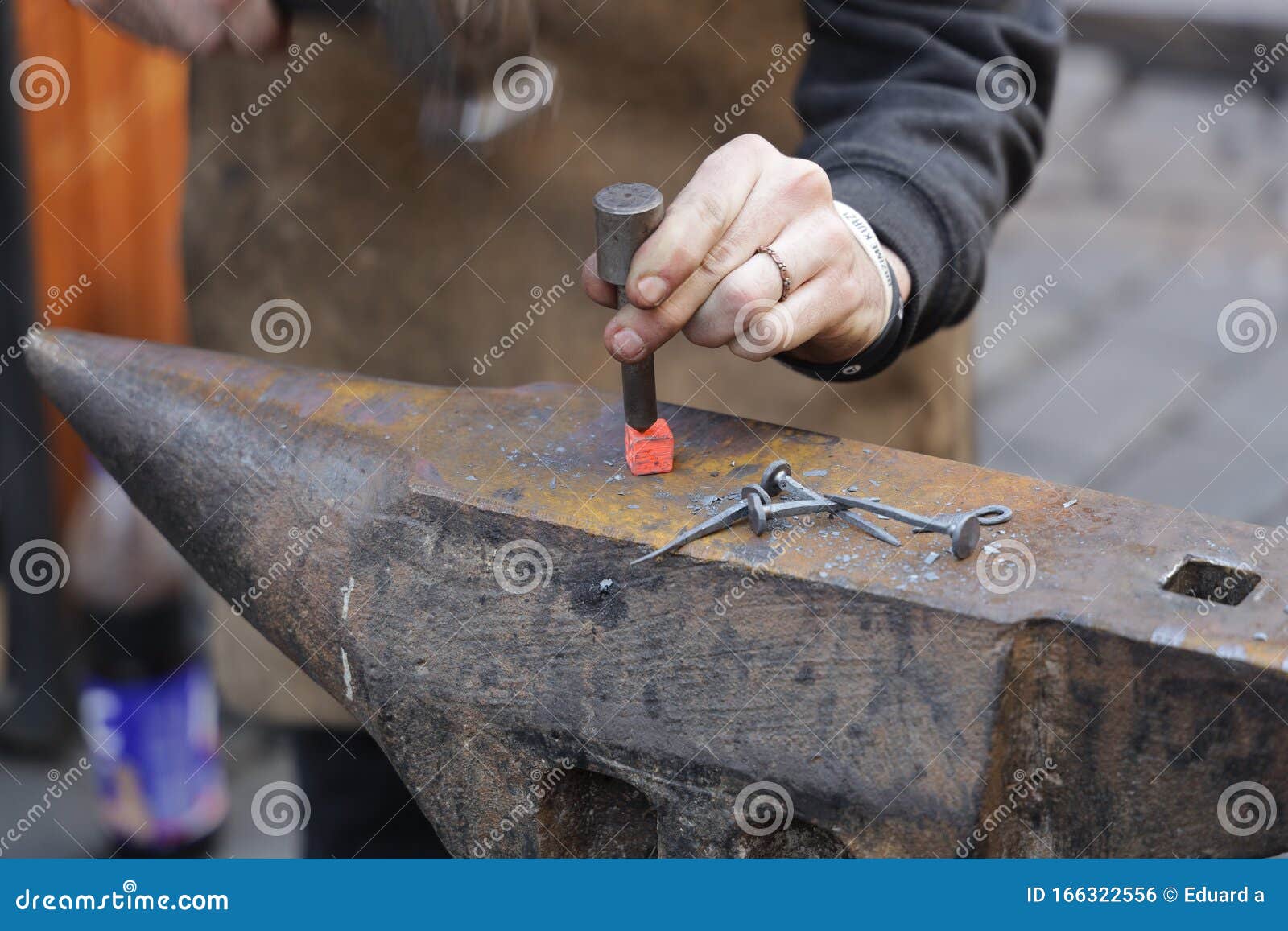 Metal forging stock photo. Image of blacksmith, table - 166322556