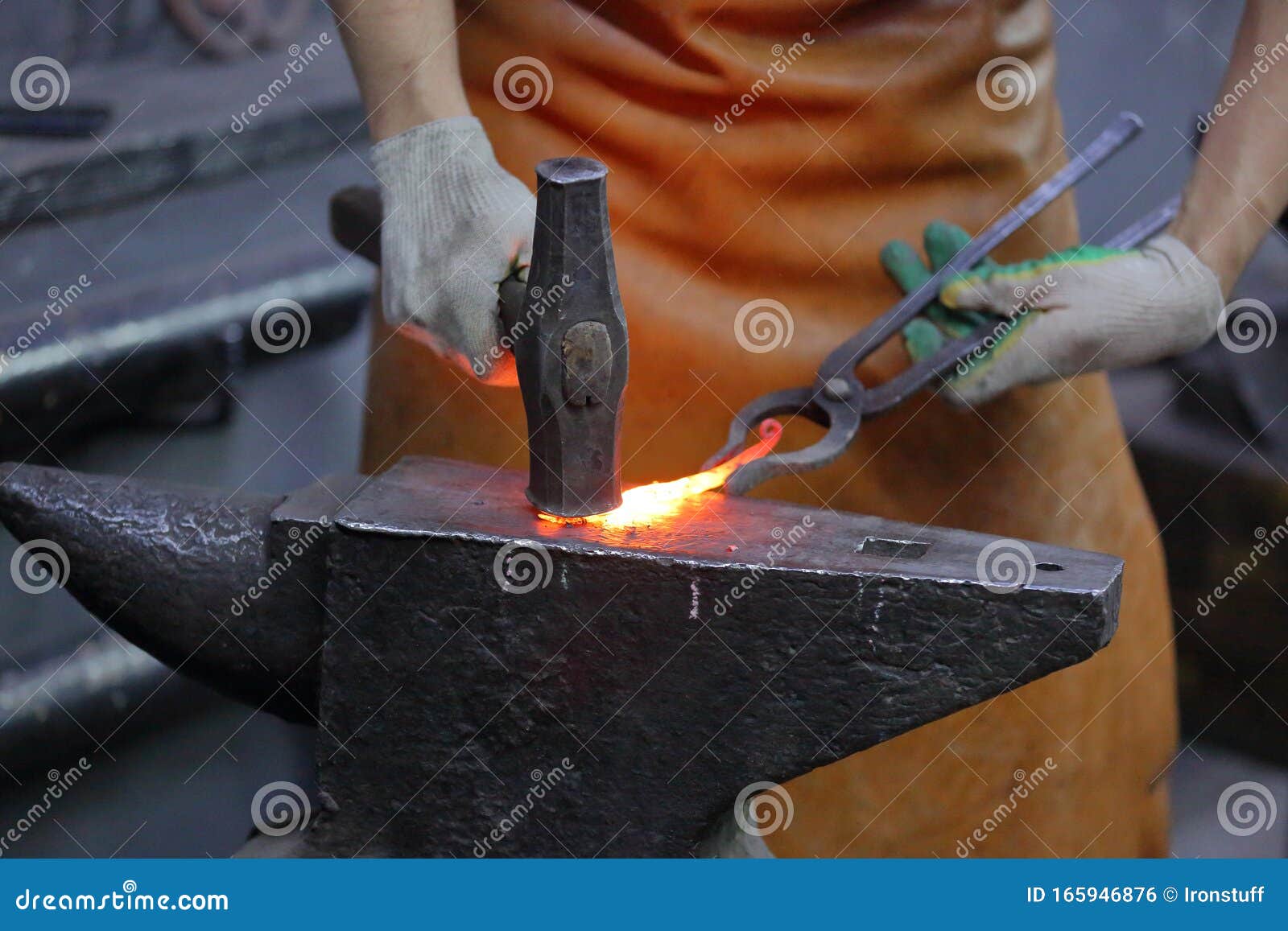 The Process of Manufacturing a Craft Product in a Forge Stock Photo ...