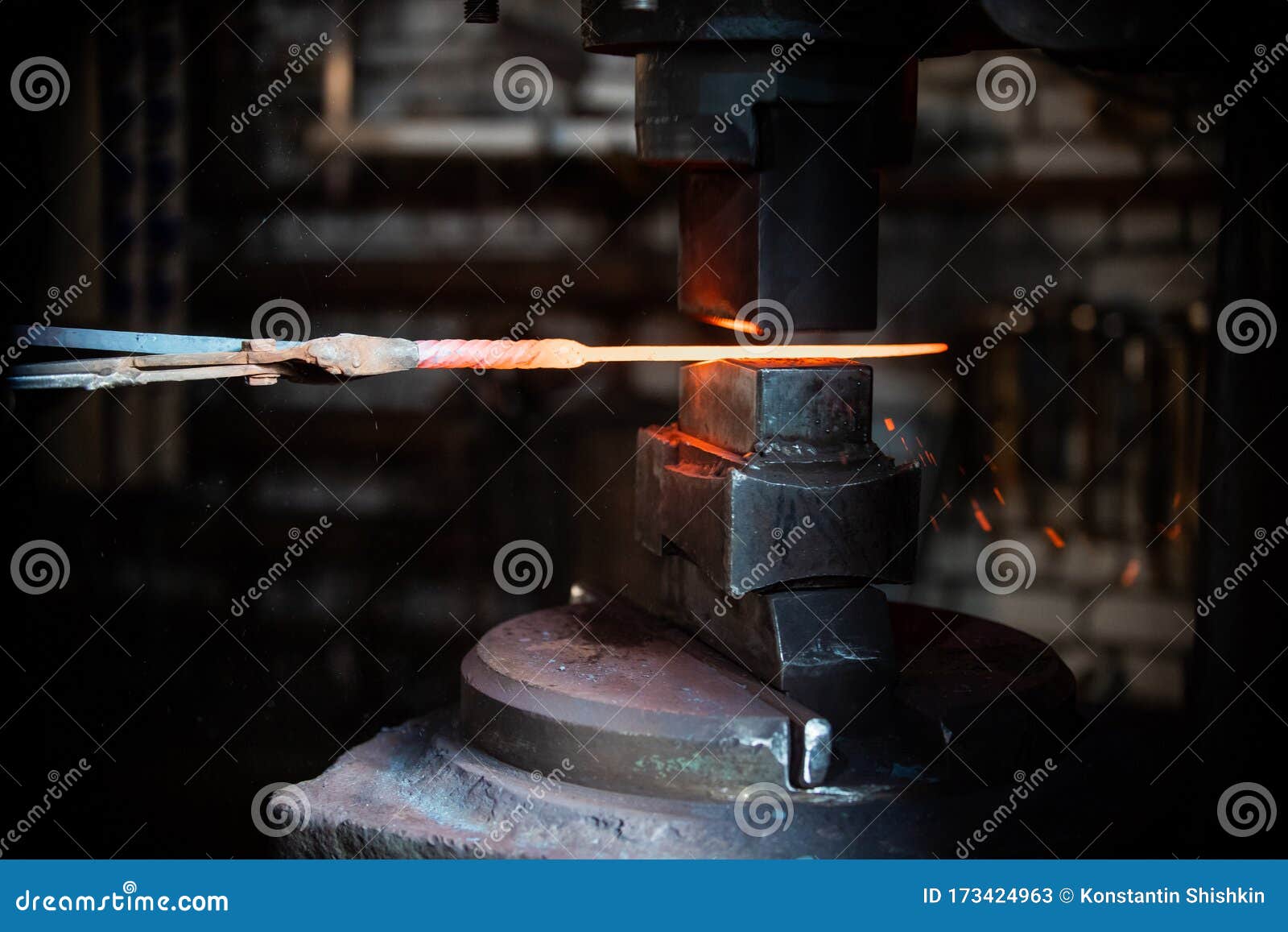 Forging a Knife Out of the Hot Red Metal Stock Image - Image of bonfire ...