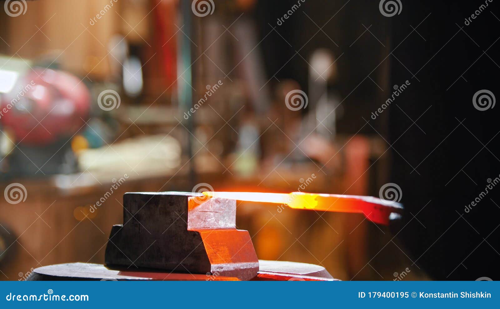Forging an Object Out of Hot Metal Using a Pressure Machine Stock Image ...