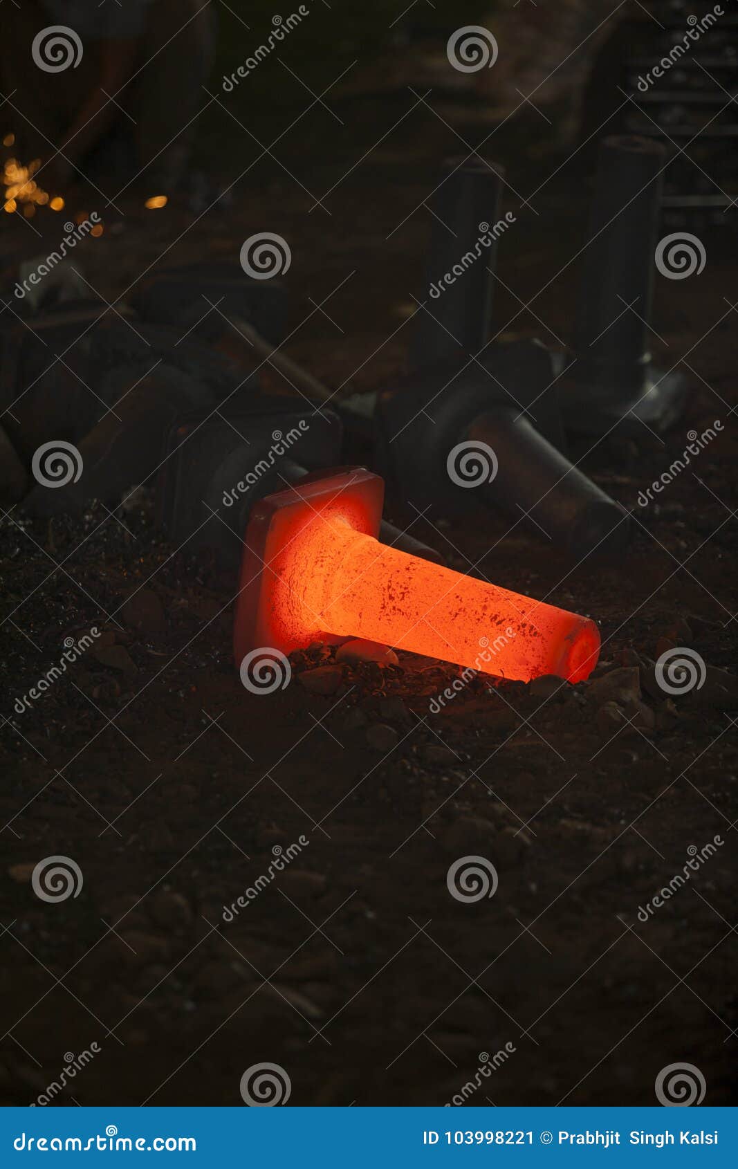 Drop Forged Hammer in Forging Process Stock Image - Image of glow ...
