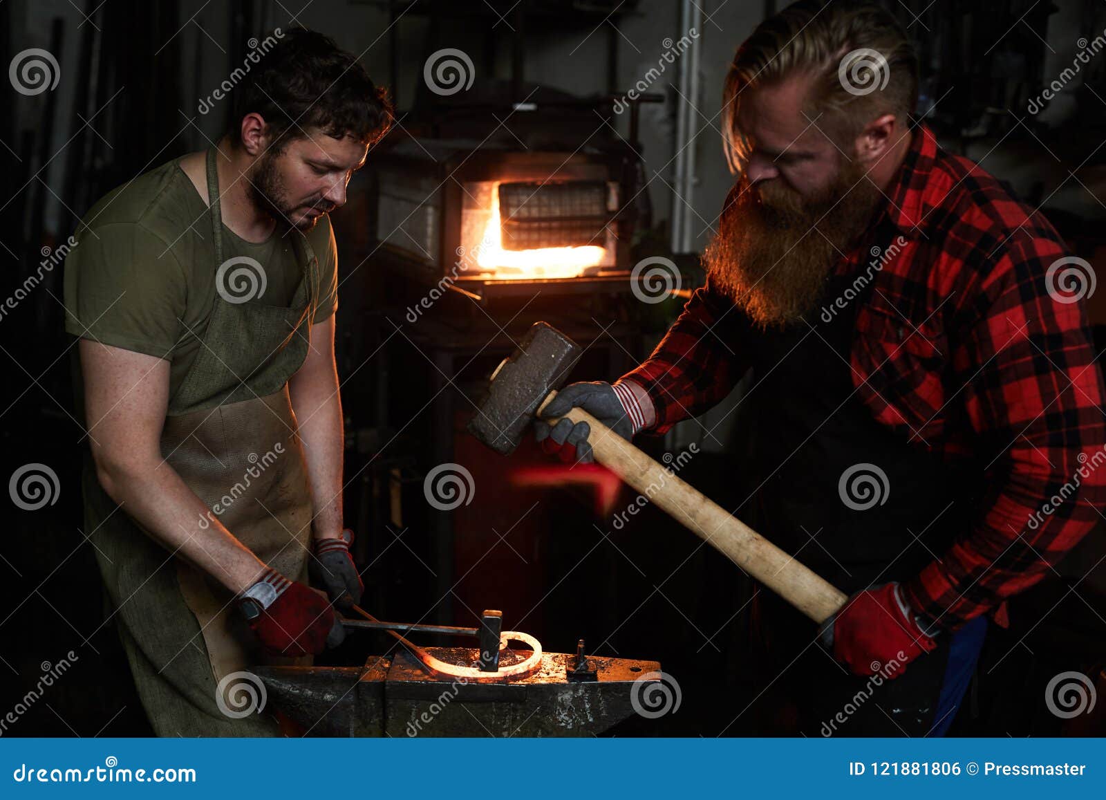Forging work stock photo. Image of glowing, industry - 121881806