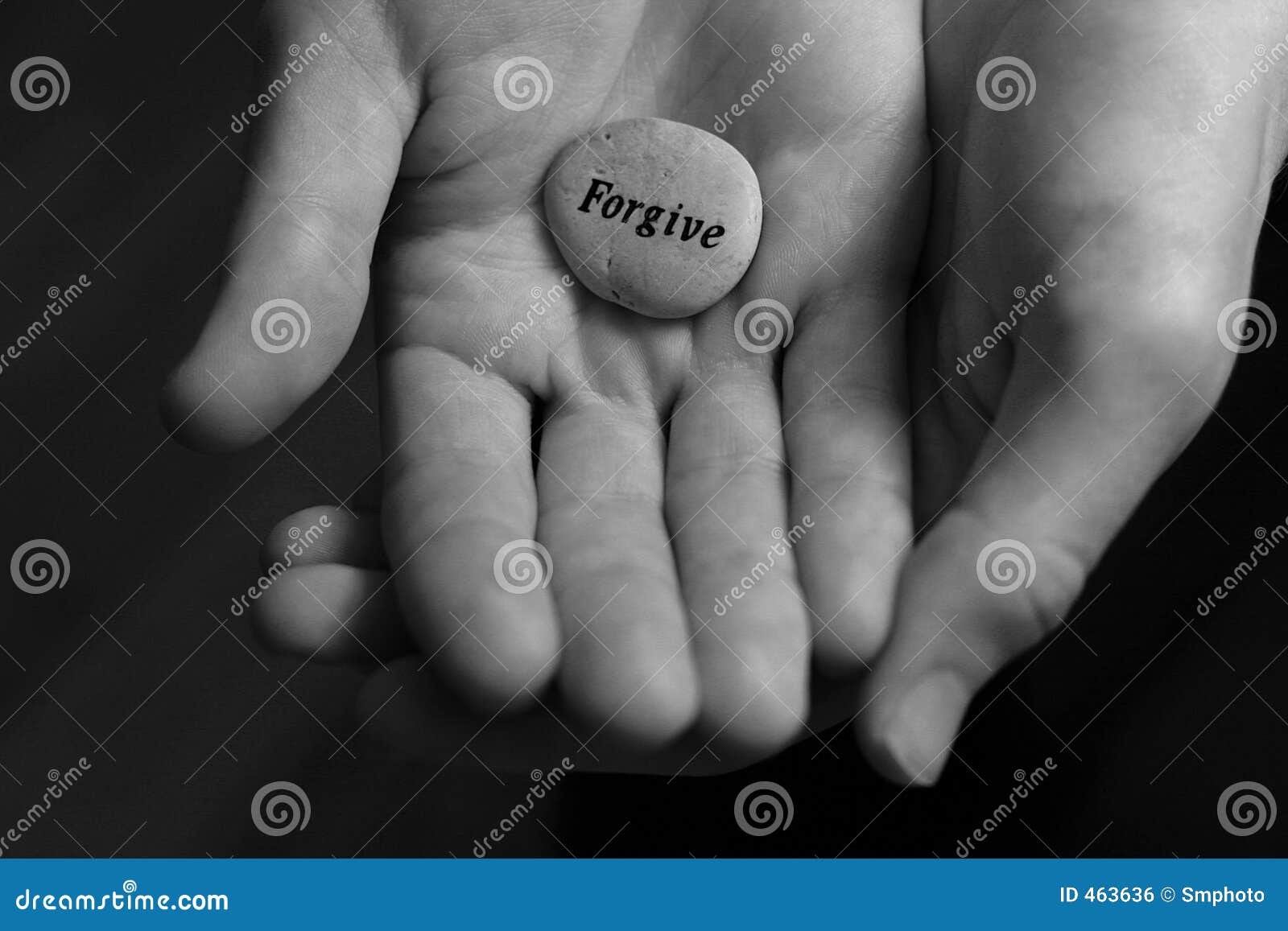 Forgive Stone in Palm of Hand Stock Photo - Image of repentance ...