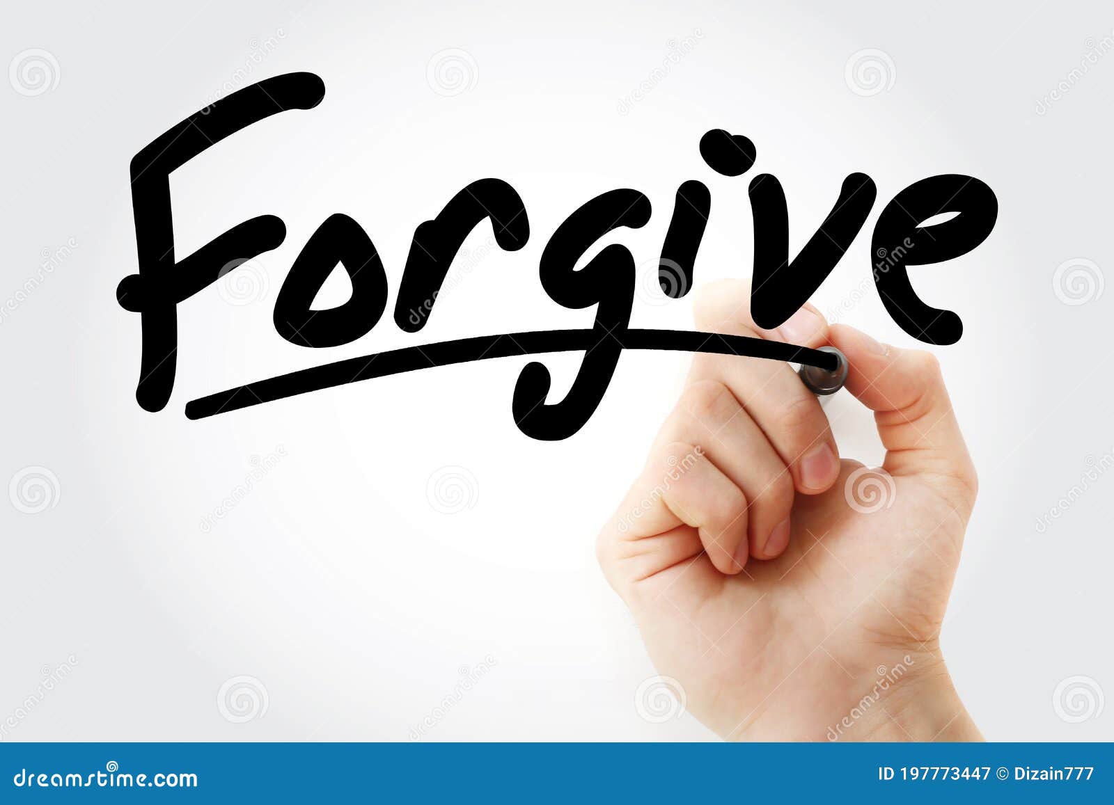 Forgive text with marker stock image. Image of kind - 197773447