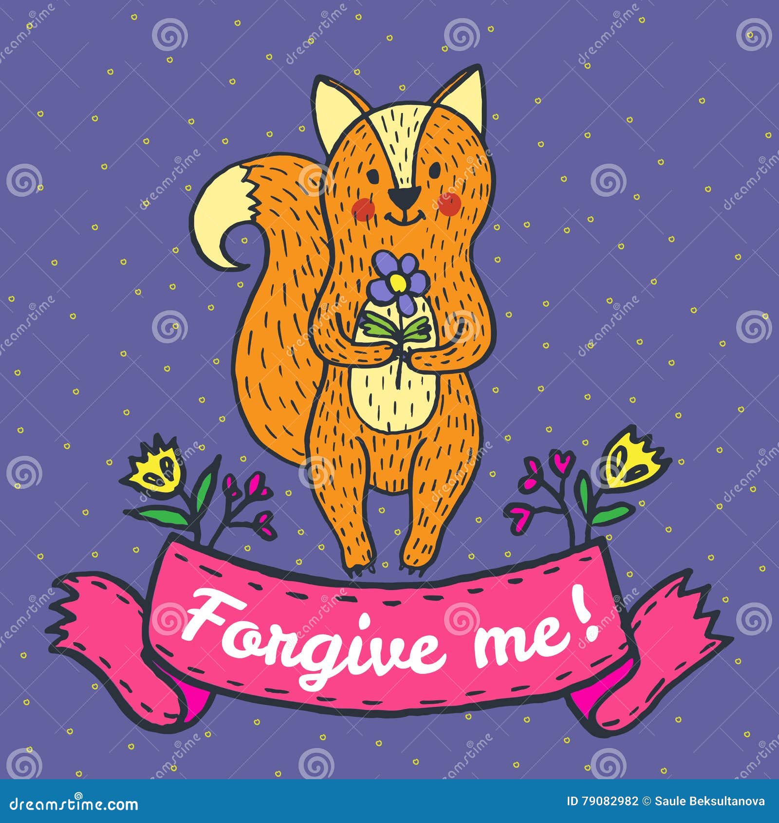 Forgiveness card with fox. stock illustration. Illustration of forgive ...