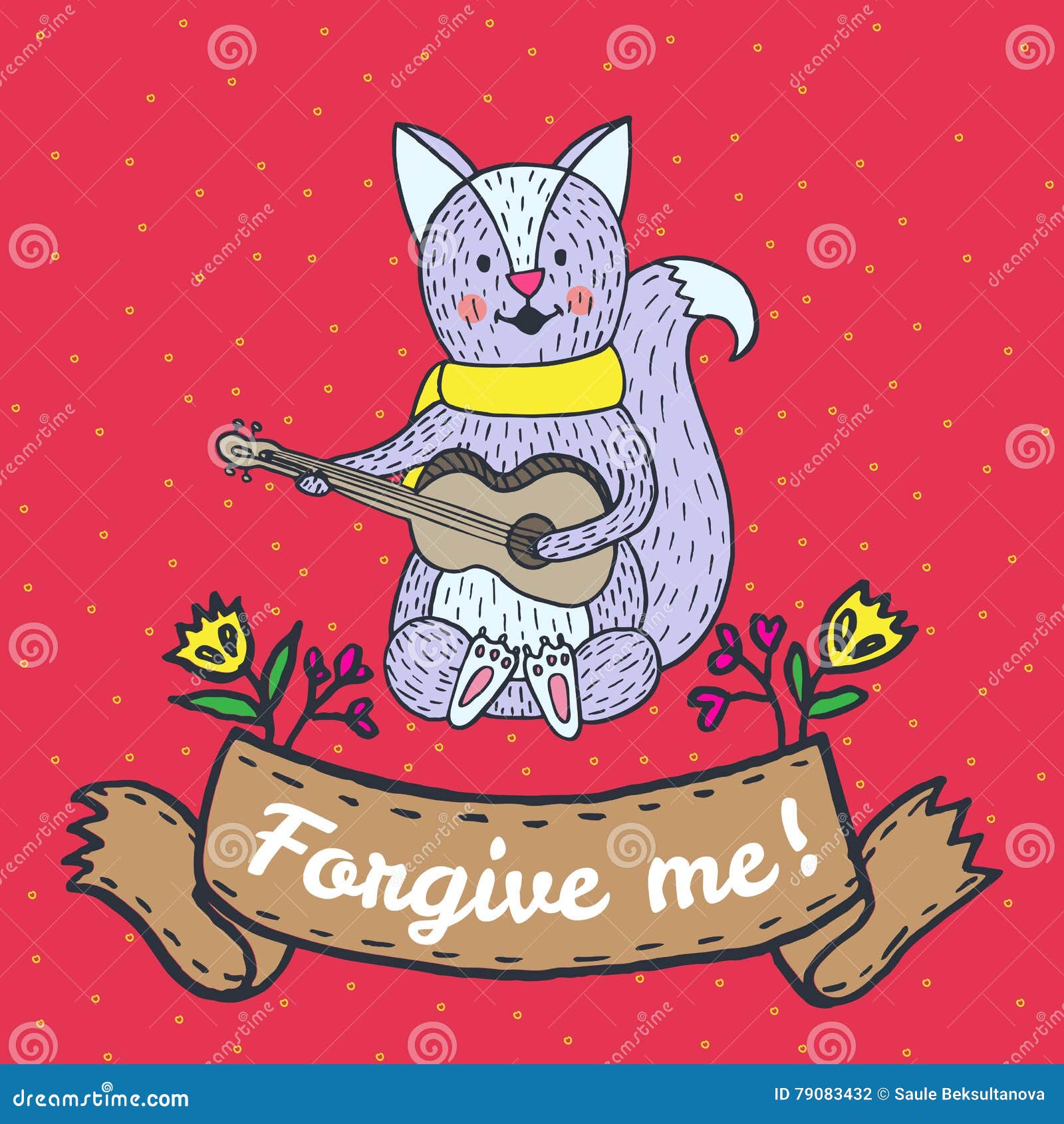 Forgiveness card with fox stock illustration. Illustration of animal ...