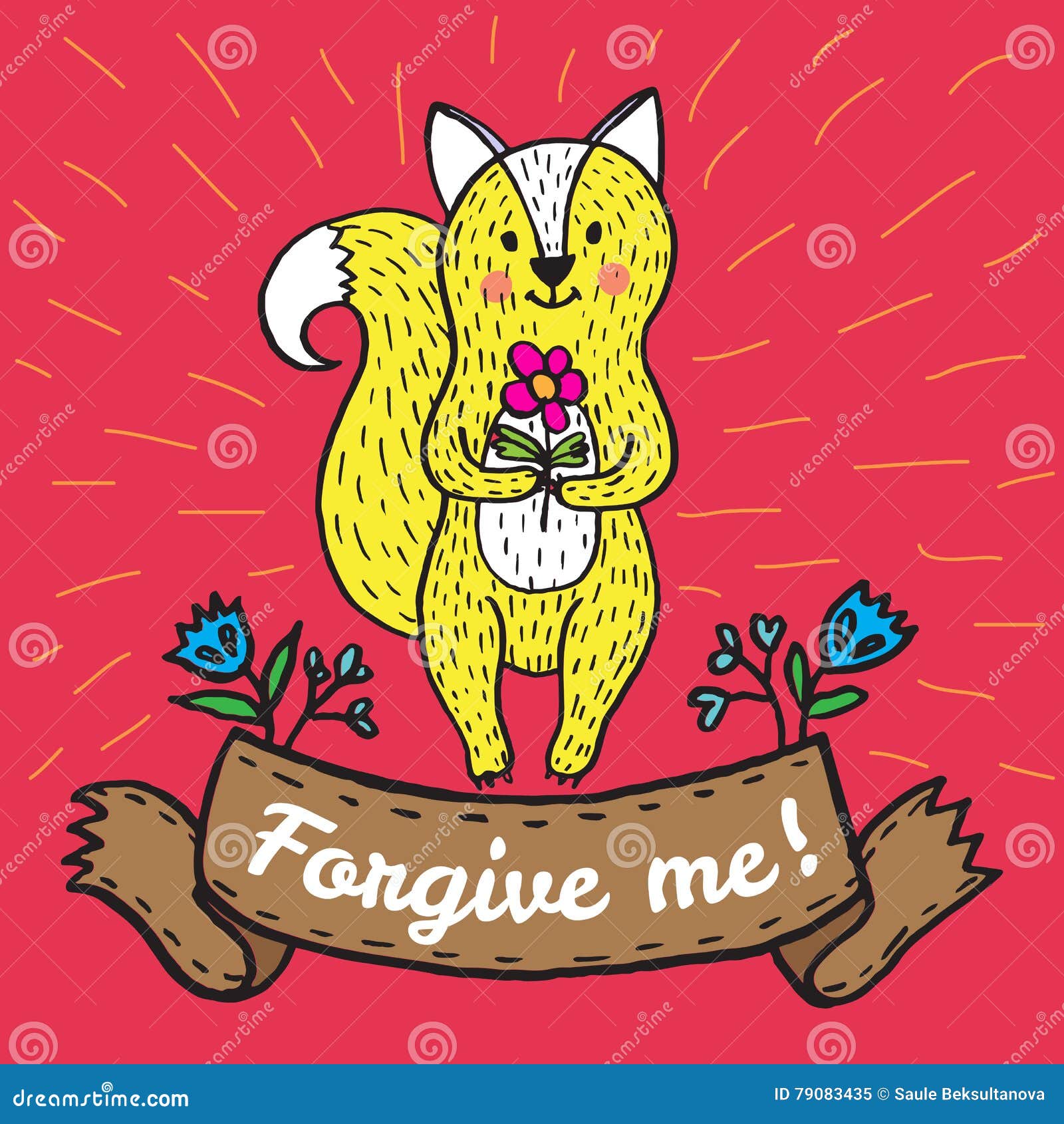 Forgiveness card with fox stock illustration. Illustration of love ...