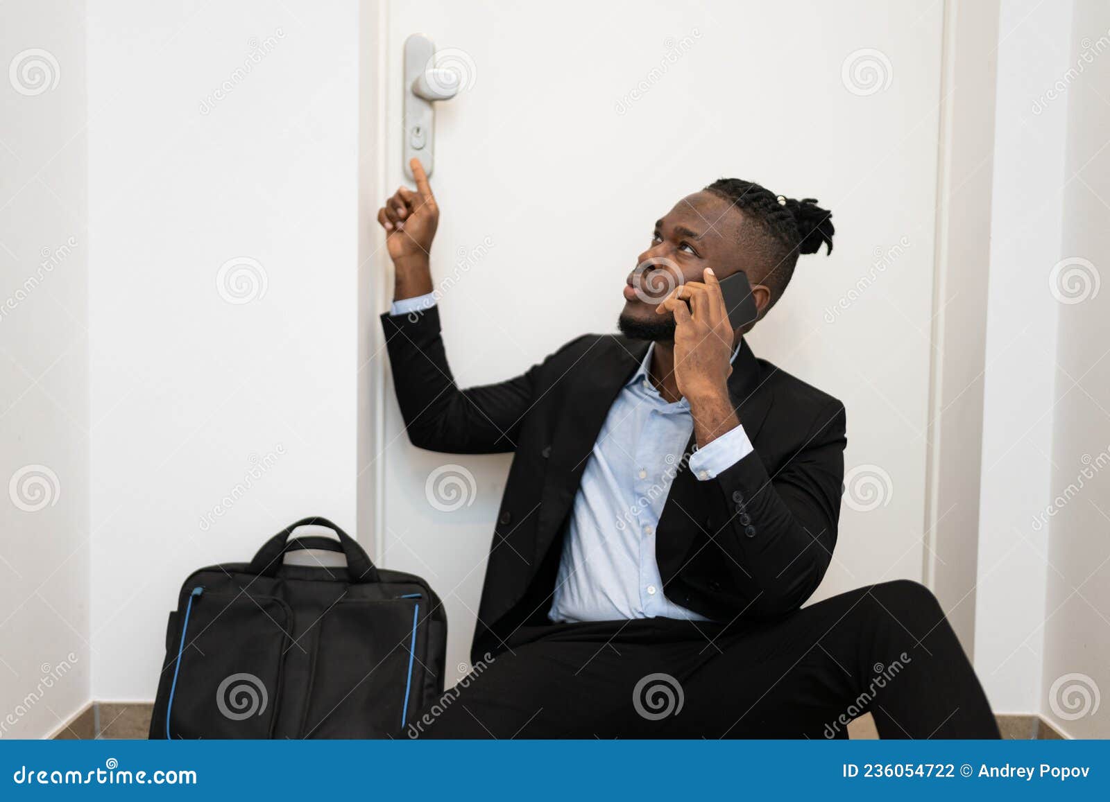 Forgot Key Sitting at Front Door Stock Photo - Image of waiting ...