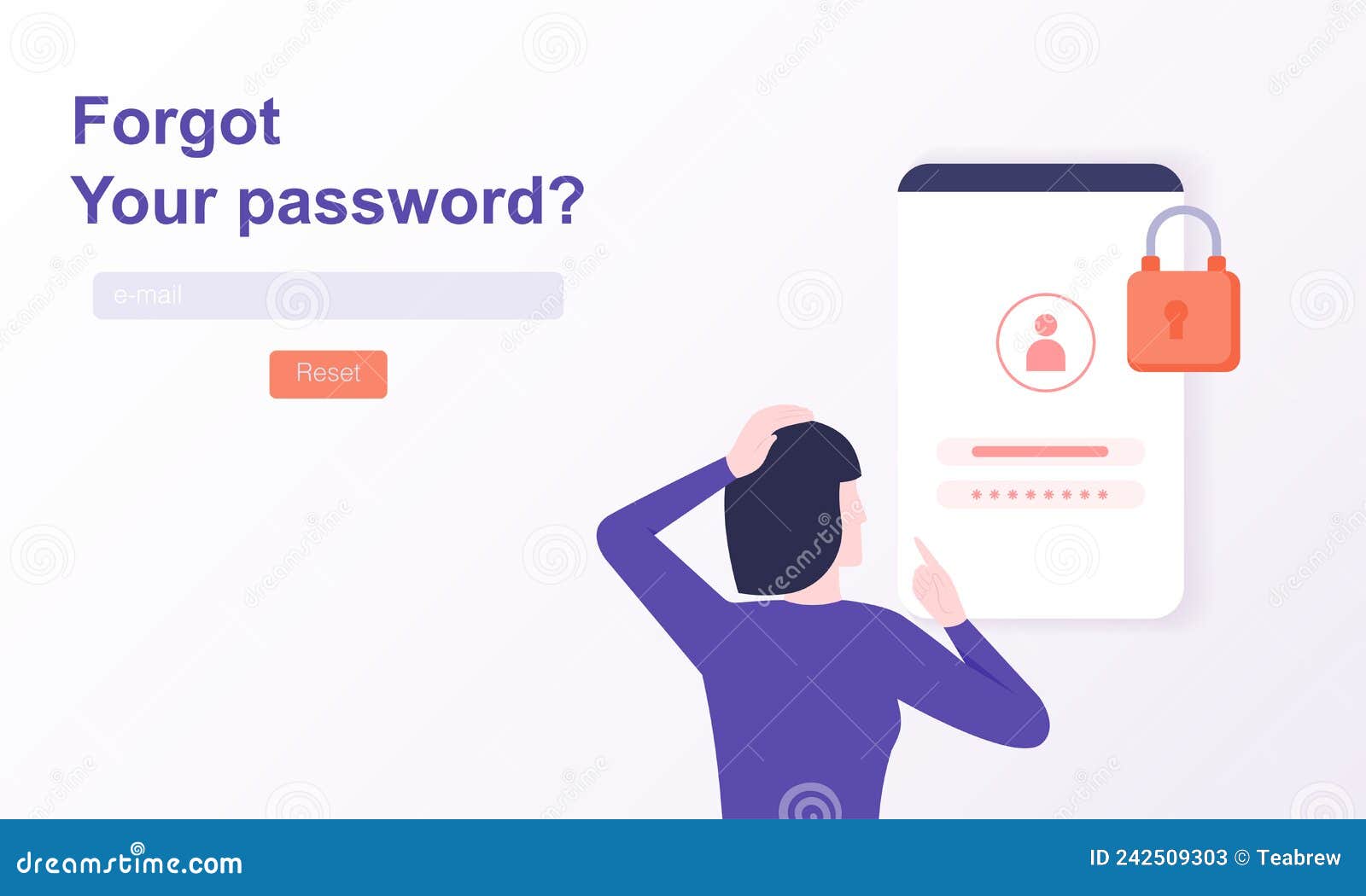 Forgot Password. Vector Template for Web Banner. Stock Illustration ...