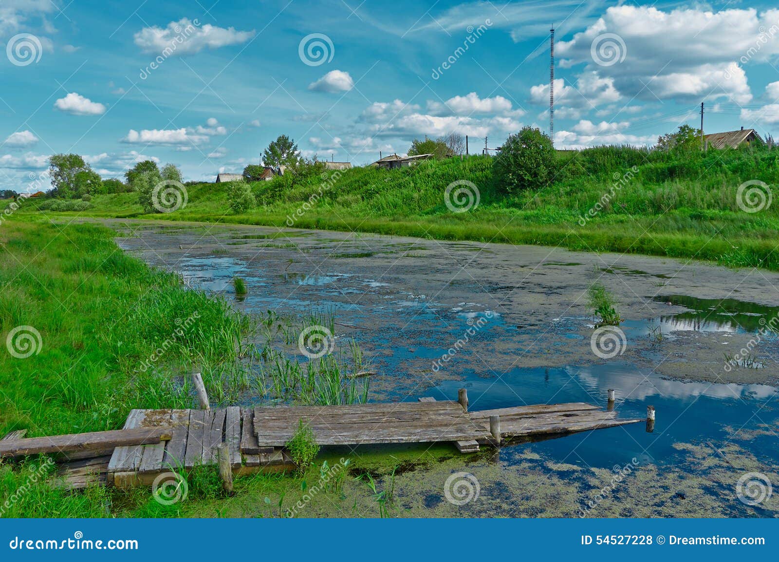 Forgotten pier stock photo. Image of clouds, river, forgot - 54527228