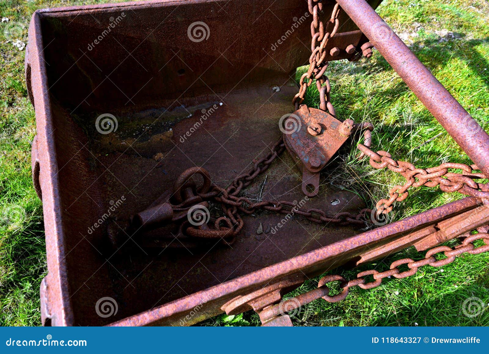 Rusting Excavator Bucket and Chains Stock Image - Image of piles ...