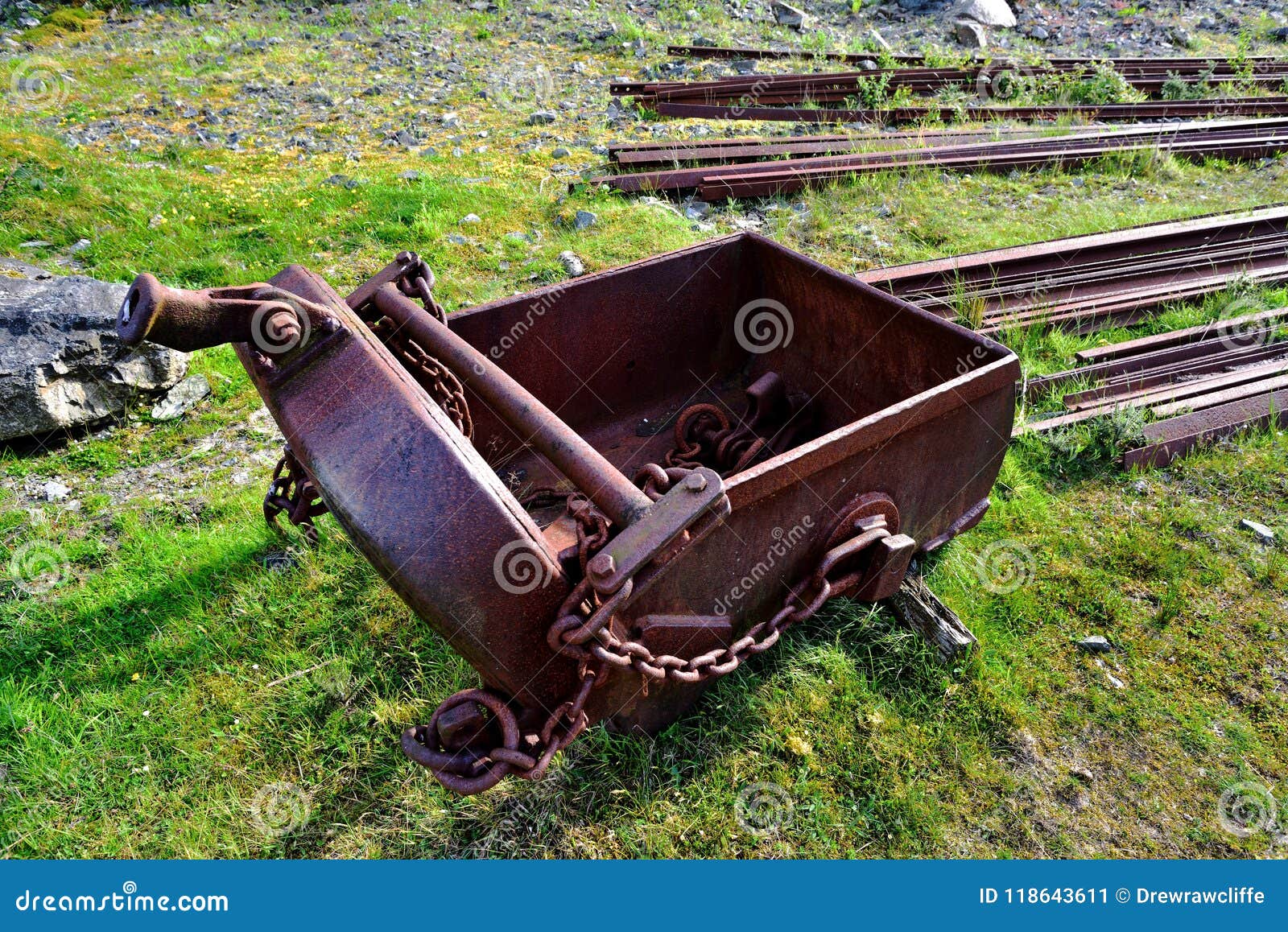 Rusting Excavator Bucket and Chains Stock Image - Image of piles ...