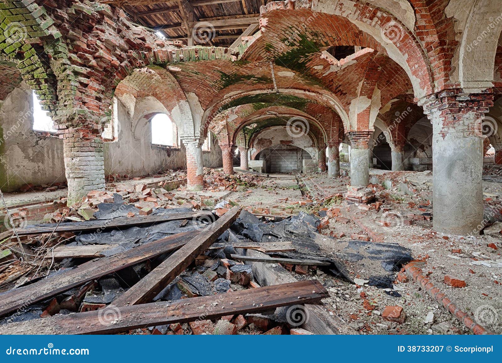 Forgotten Stable with a Beautiful Brick Vault Stock Image - Image of ...