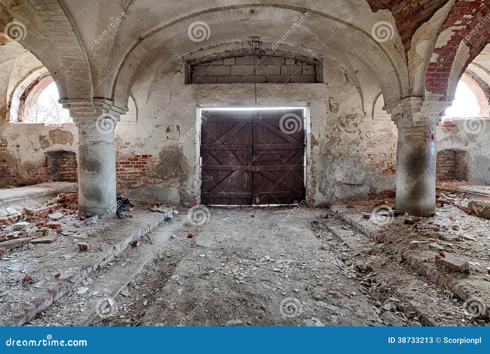 Forgotten Stable with a Beautiful Brick Vault Stock Image - Image of ...