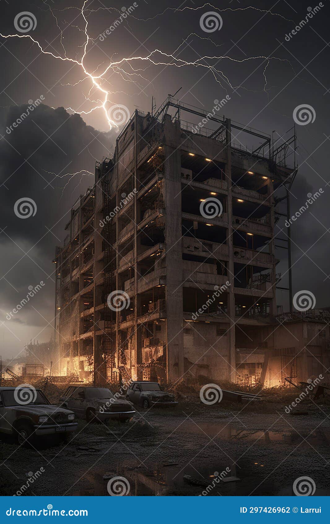 Forgotten in the Storm: an Abandoned Construction Site Illuminated by ...