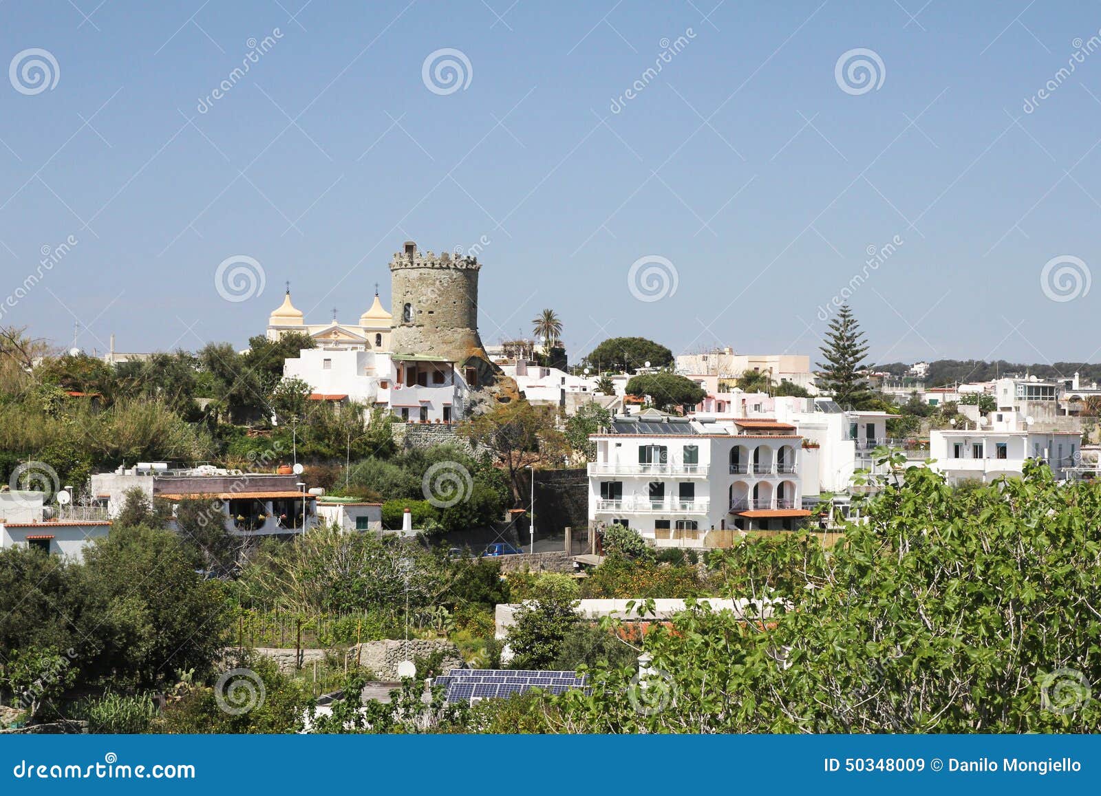 Forio tower stock image. Image of town, view, trip, tower - 50348009