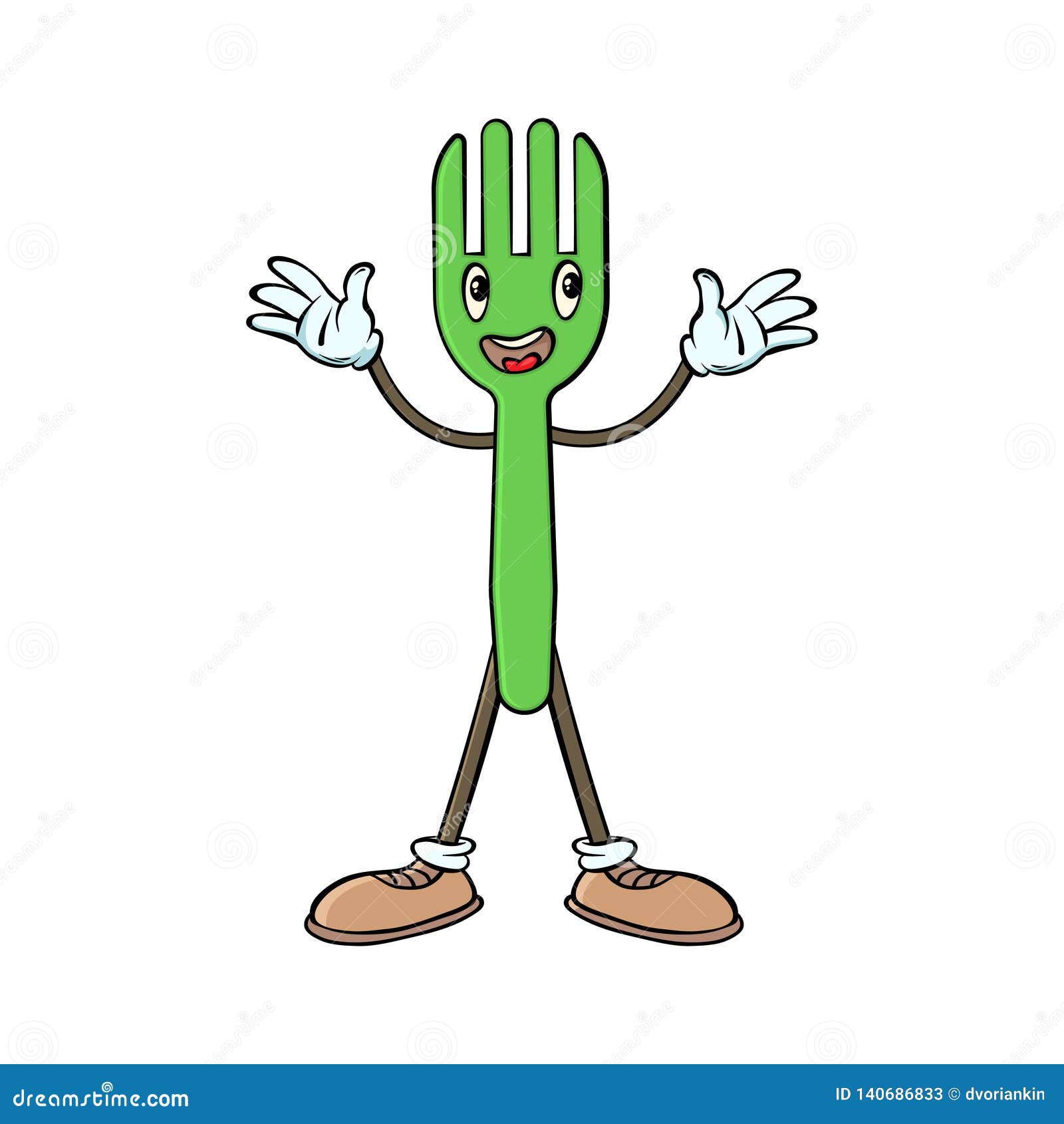 Fork cartoon illustration stock vector. Illustration of happy - 140686833