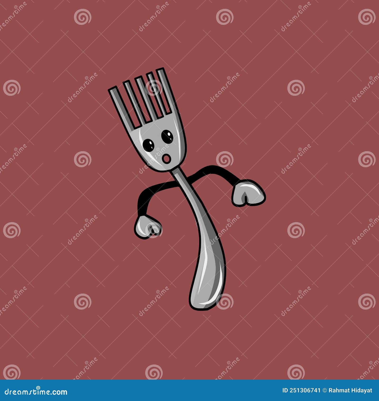 Fork Character Illustration for Kids Stock Illustration - Illustration ...