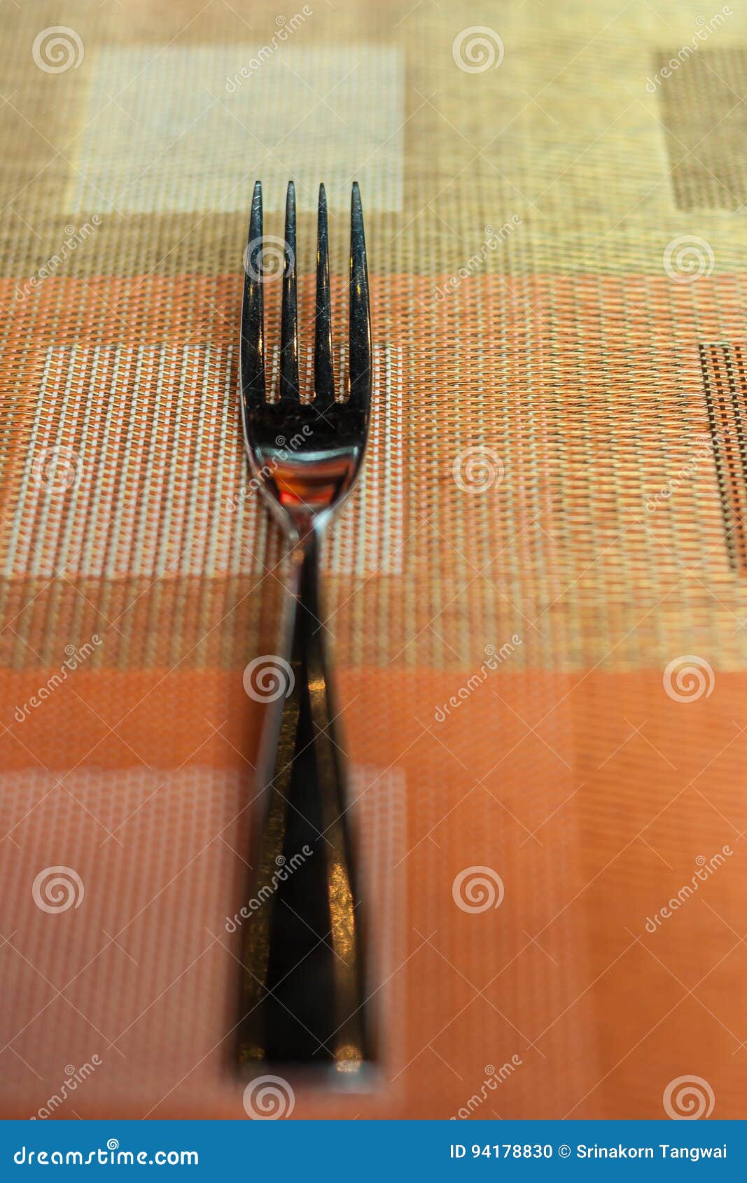 Fork on the Colorful Napery Stock Photo - Image of texture, metal: 94178830