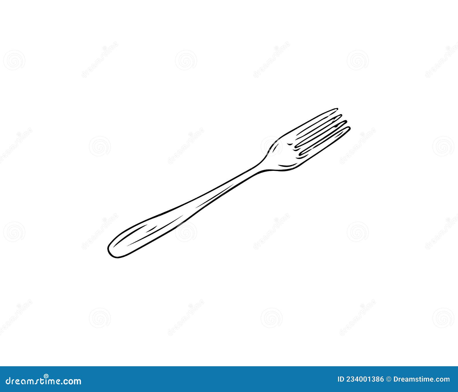 Fork Drawn with a Black Outline, Icon Stock Vector - Illustration of ...