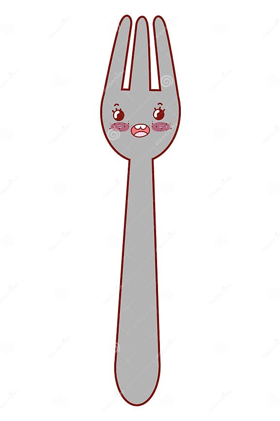 Fork with Face Over White Background, Stock Vector - Illustration of ...