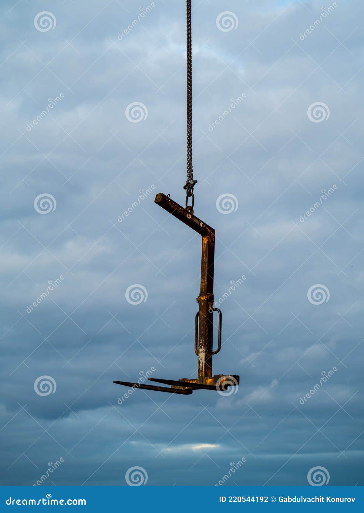Crane Chain And Hook With Blurred Warehouse Background. Concept ...