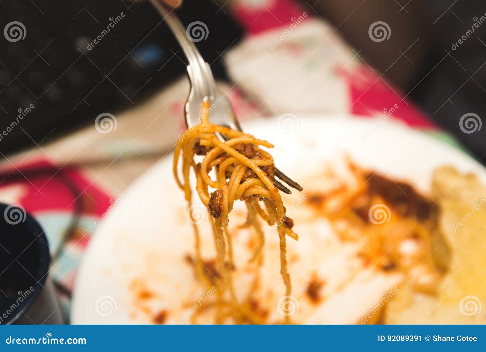 A fork full of spaghetti. stock image. Image of meal - 82089391