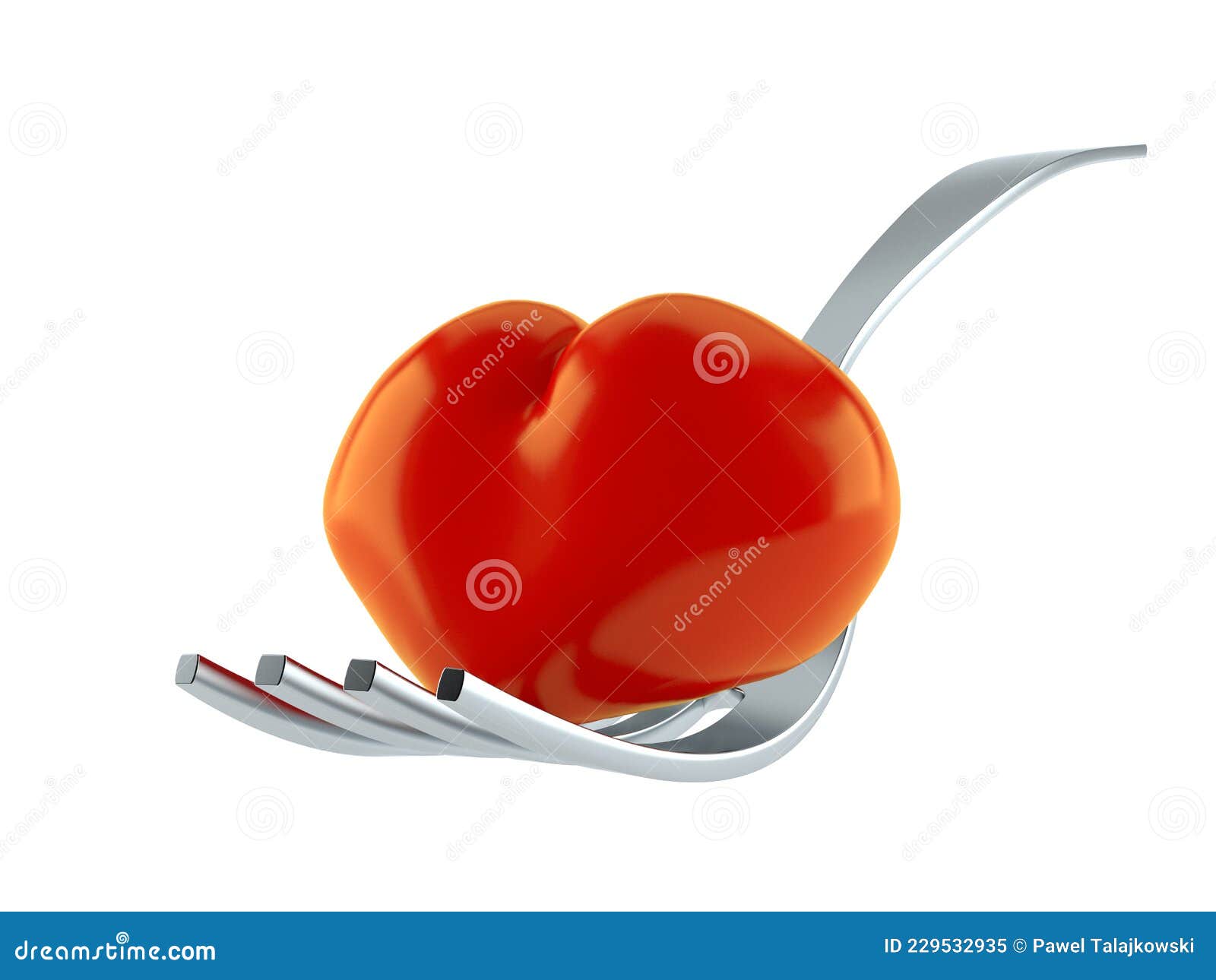 Fork with heart stock illustration. Illustration of health - 229532935