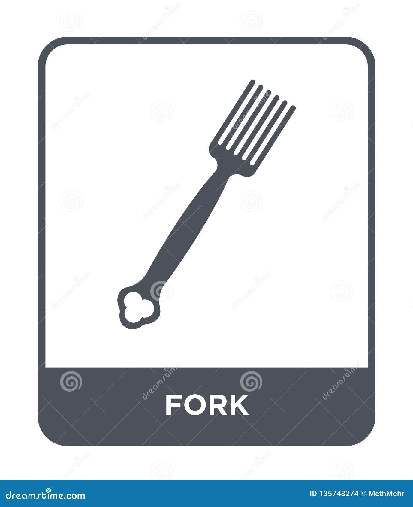Fork Icon in Trendy Design Style. Fork Icon Isolated on White ...