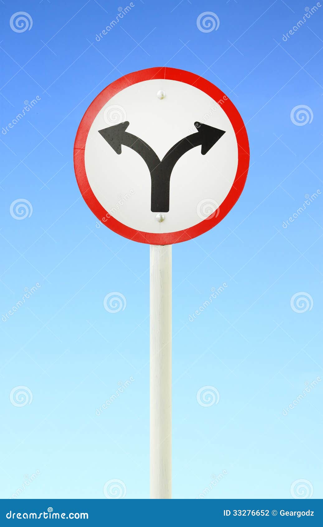Fork junction traffic sign stock photo. Image of graphic - 33276652
