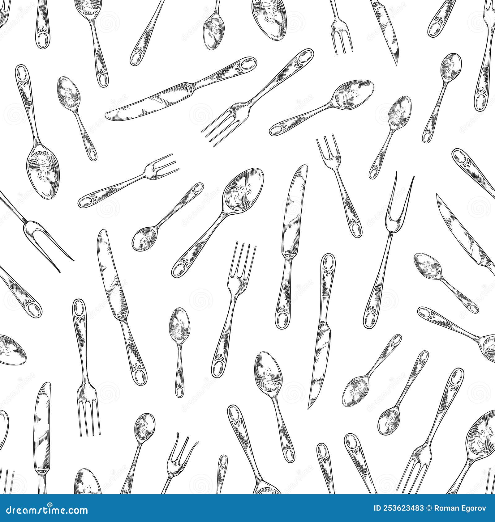 Silverware, Cutlery, Dinner Table Utensils. Knife, Spoon And Fork In ...