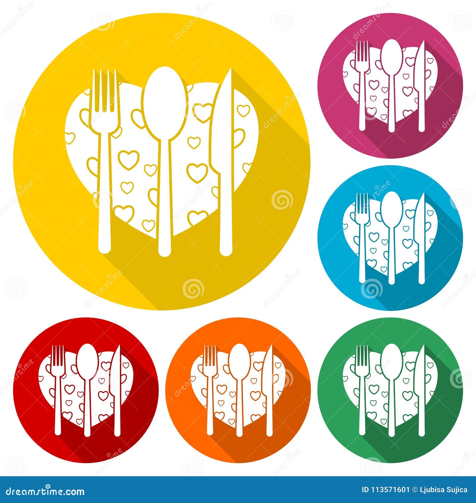 Fork and Knife and Spoon with Heart Shape Stock Vector - Illustration ...