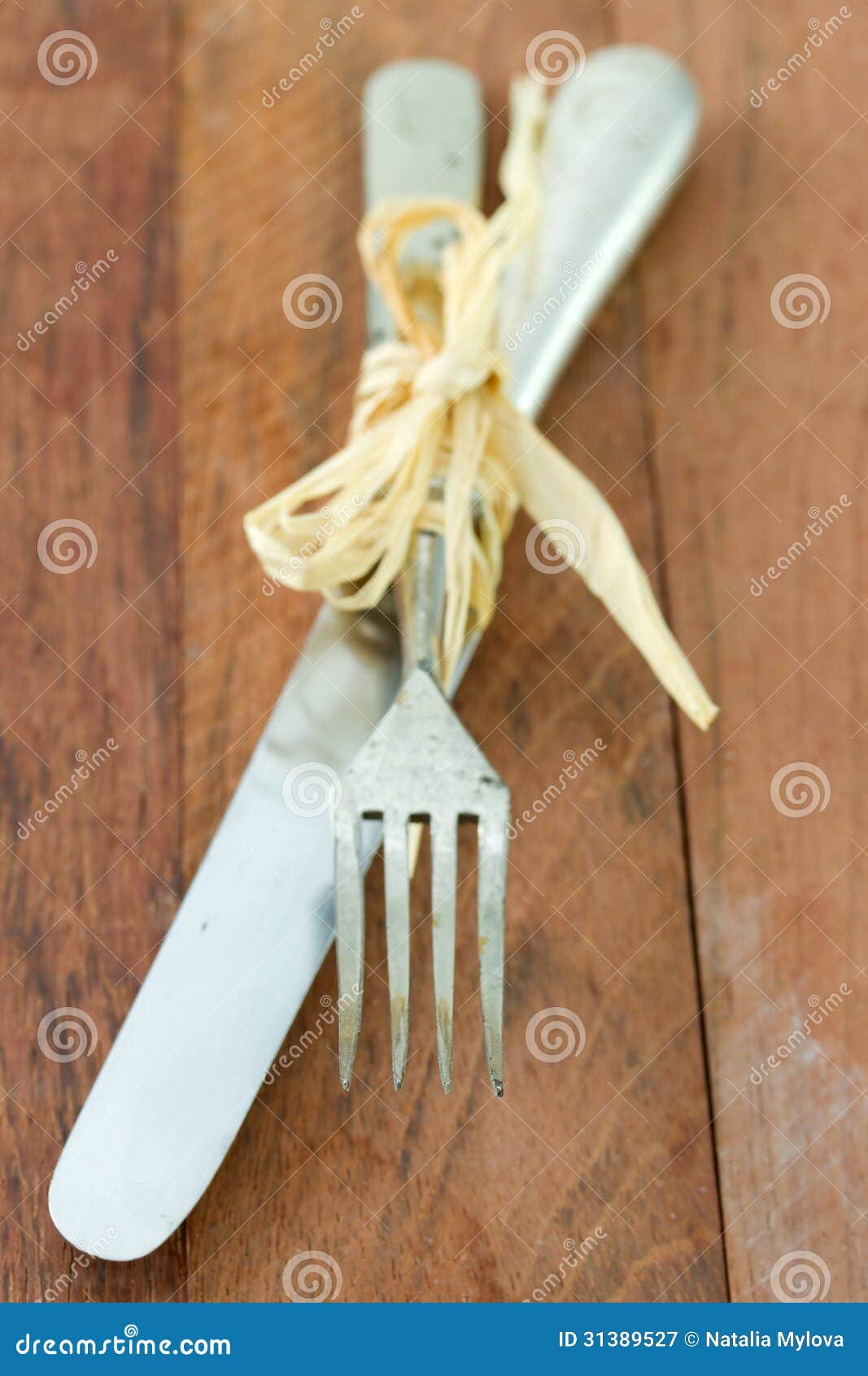Fork and knife on table stock image. Image of kitchen - 31389527