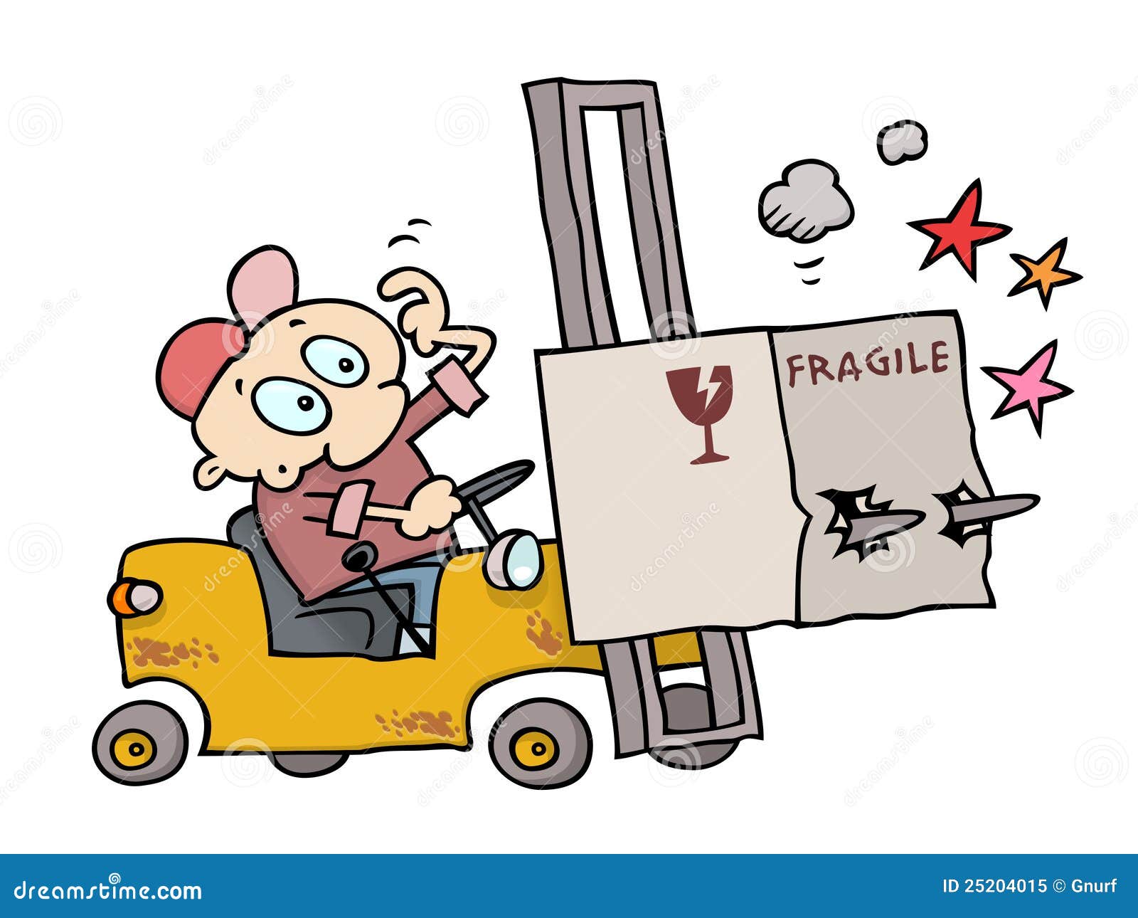 Fork-lift accident stock vector. Illustration of surprised - 25204015