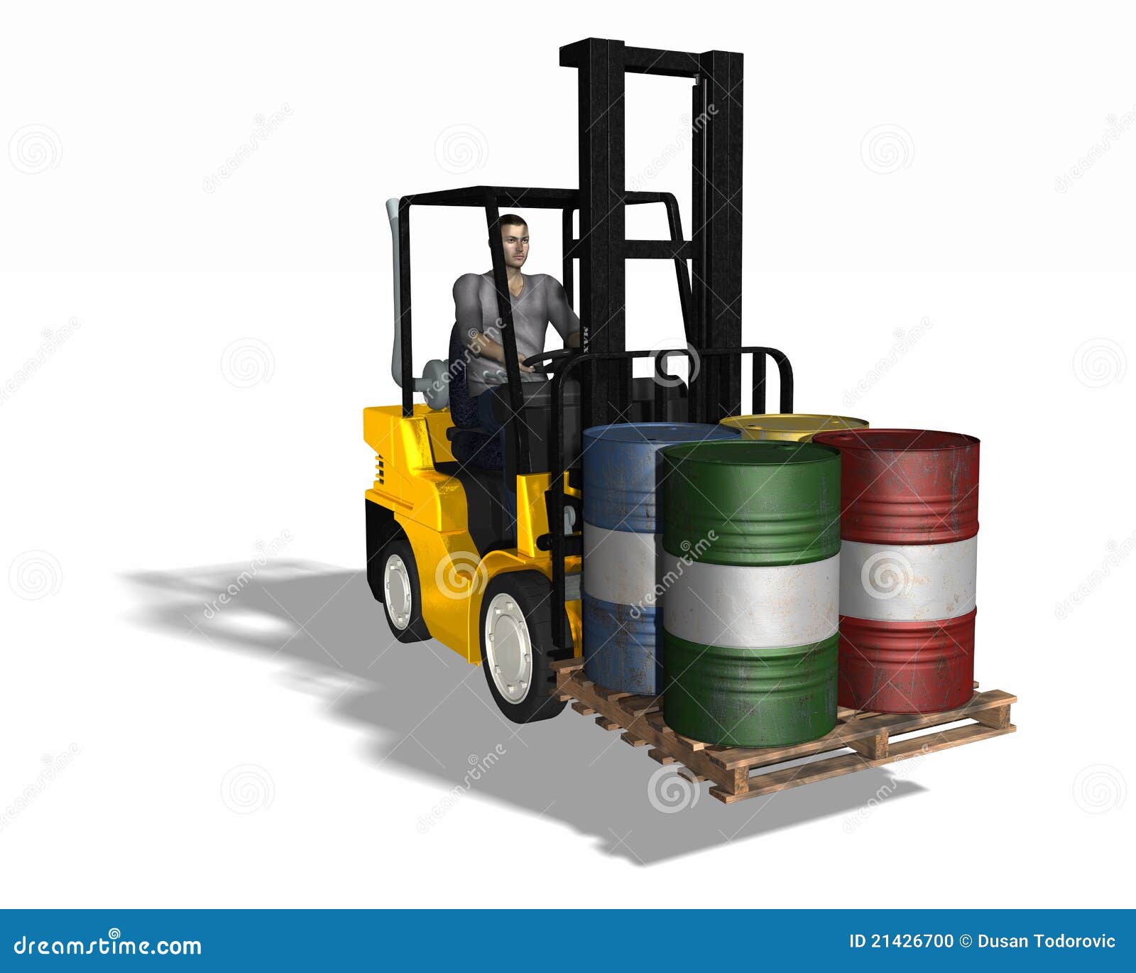 Fork Lift Loading 4 Barrels Stock Illustration - Illustration of ...