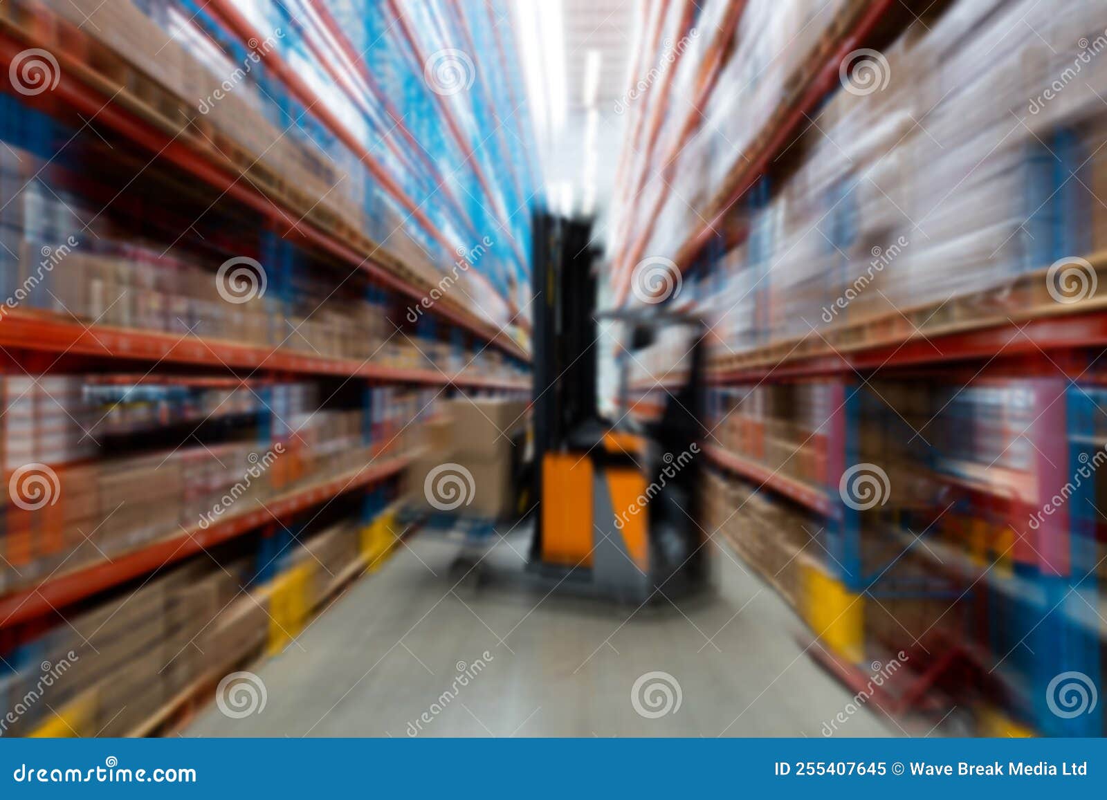 Fork lift by rack stock image. Image of cardboard, warehouse - 255407645