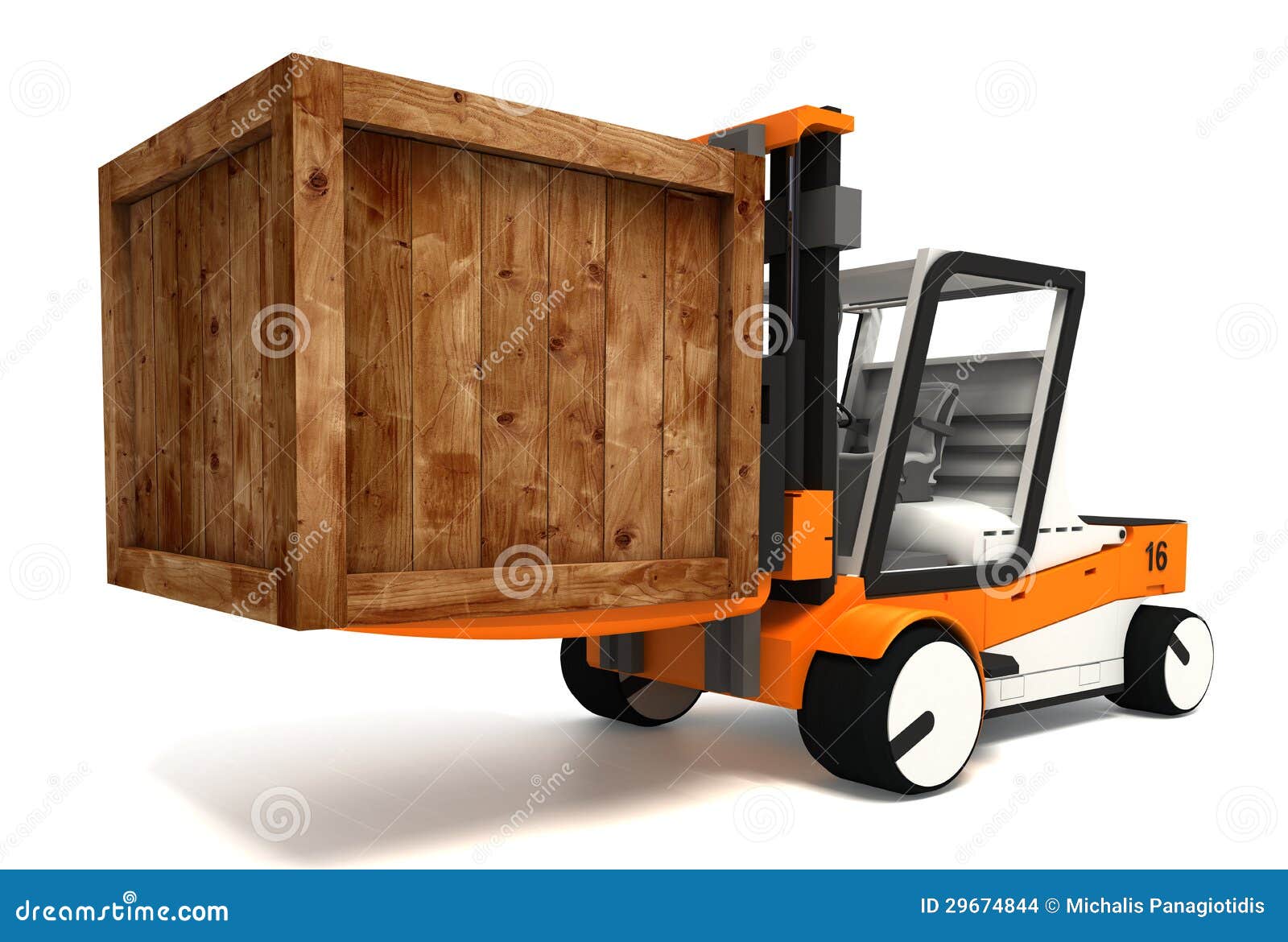 Fork Lifter Transporting Wooden Crate Stock Illustration - Illustration ...