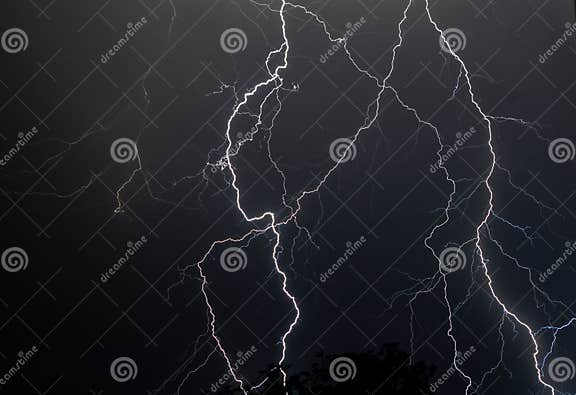 Fork Lightning Striking Down Stock Image - Image of weather, dark ...