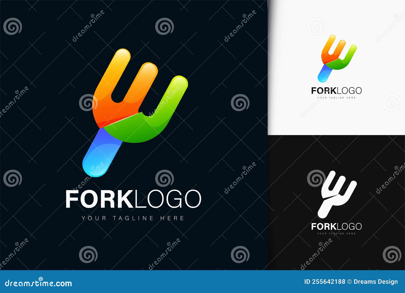 Fork Logo Design with Gradient Stock Vector - Illustration of element ...